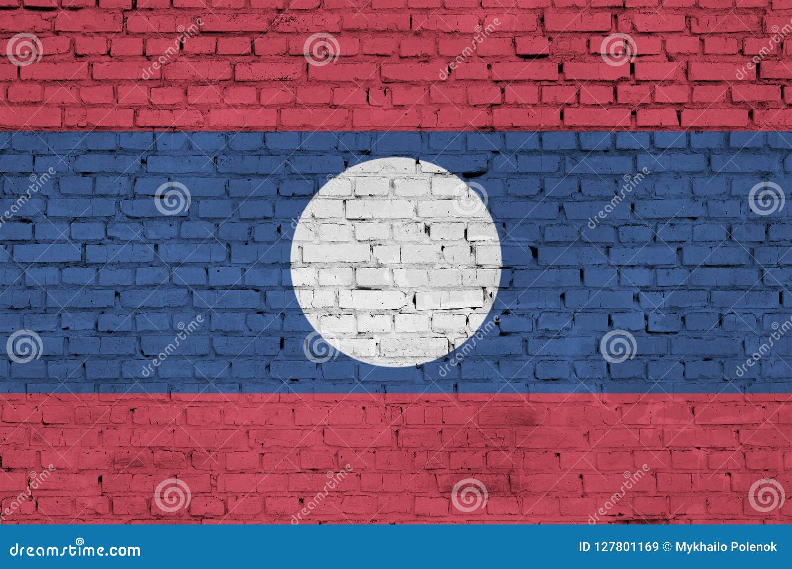 Laos Flag is Painted Onto an Old Brick Wall Stock Image - Image of ...