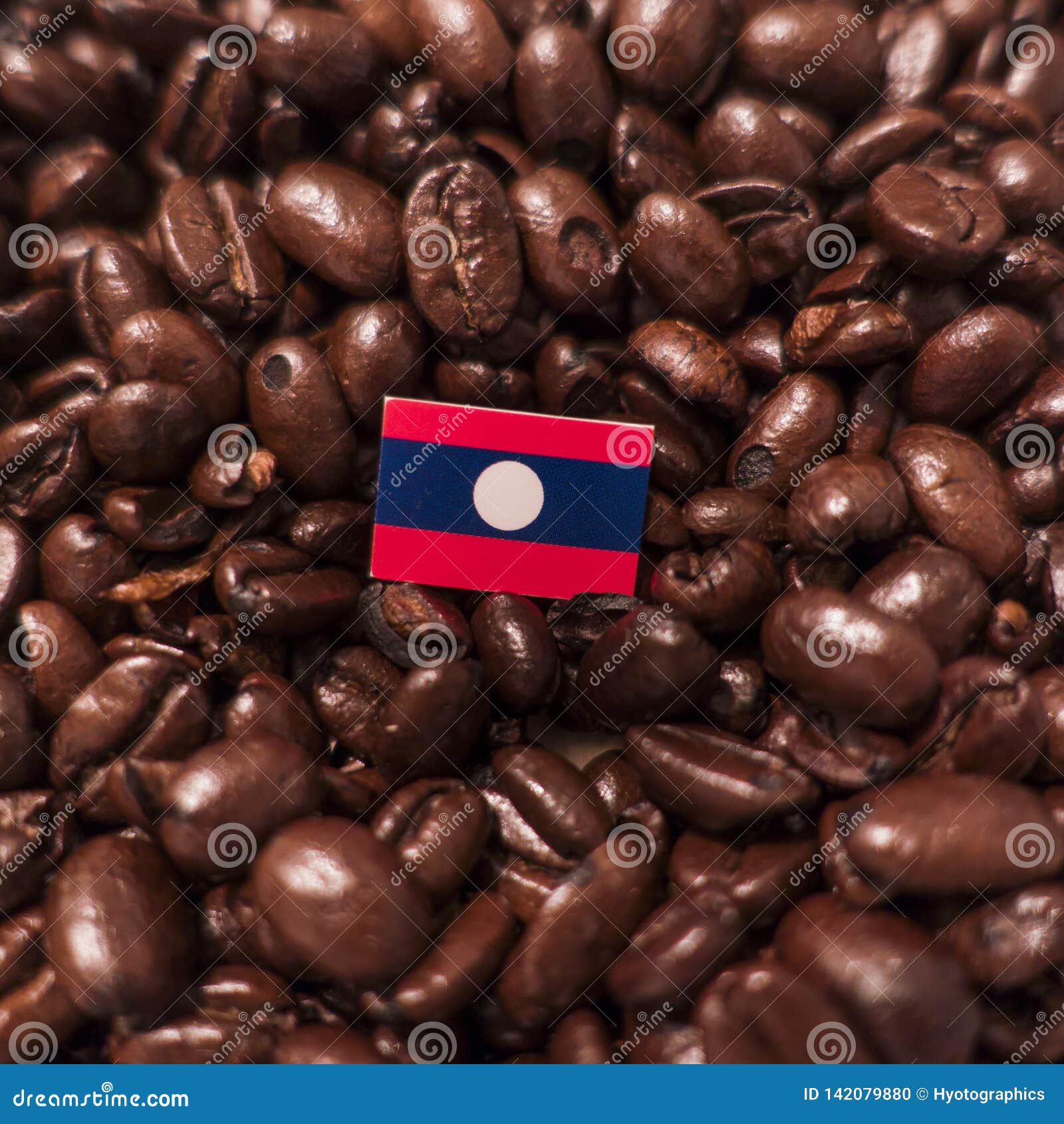A Laos Flag Placed Over Roasted Coffee Beans Stock Photo - Image of ...