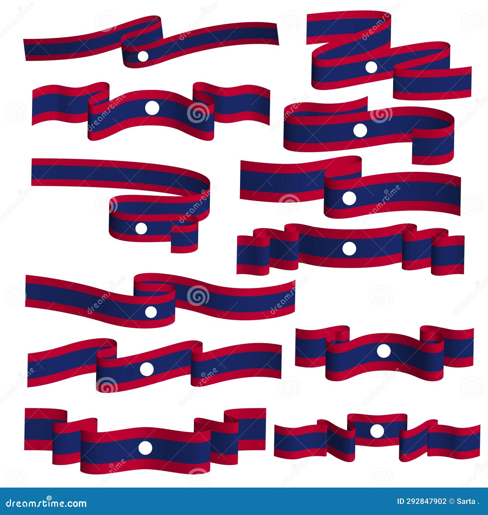Laos Flag Ribbon Vector Template Set Stock Vector - Illustration of ...