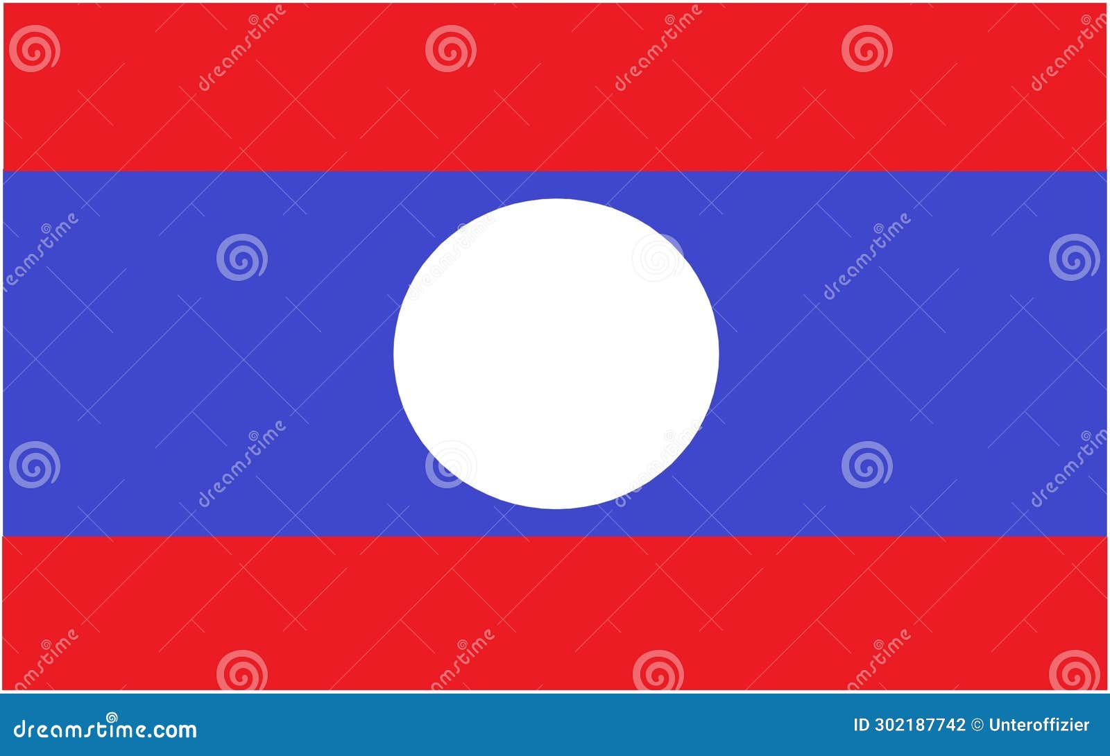 The Laos Flag with Three Horizontal Bands of Red and Blue White Full ...