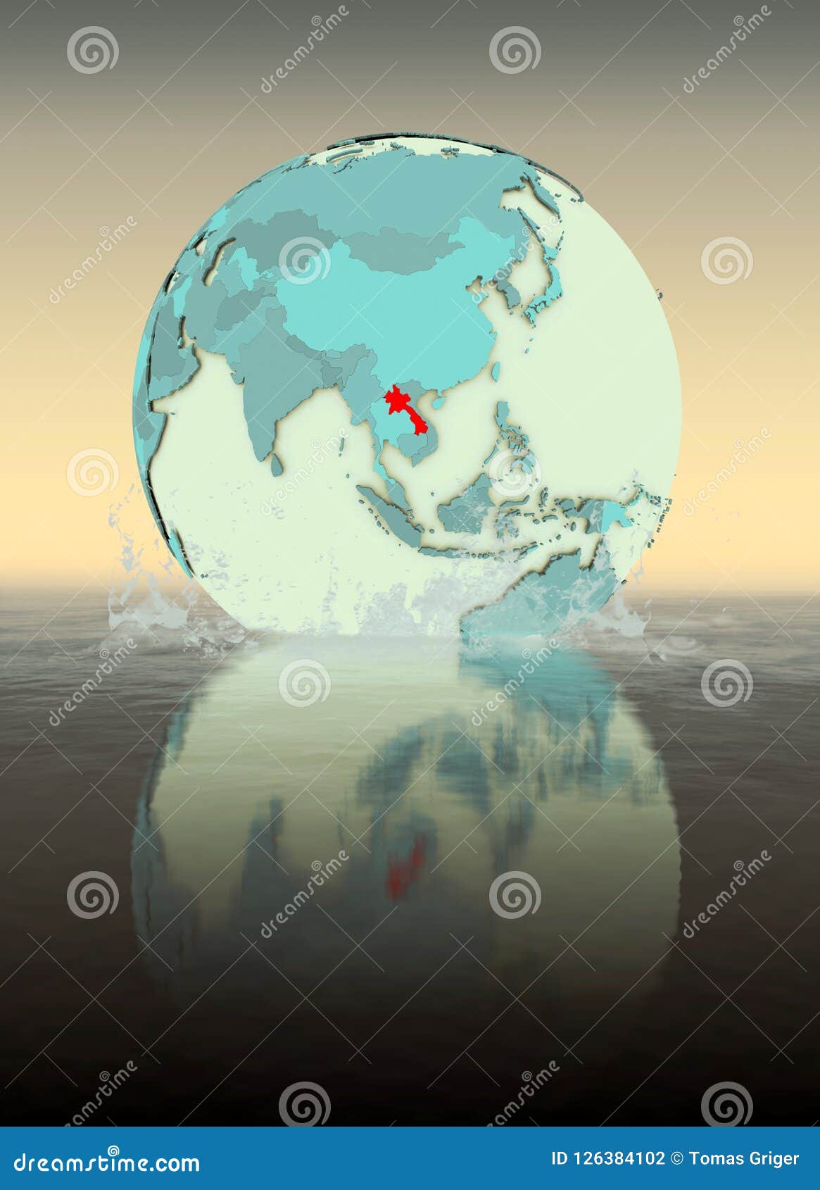 Laos on Globe Splashing in Water Stock Illustration - Illustration of ...