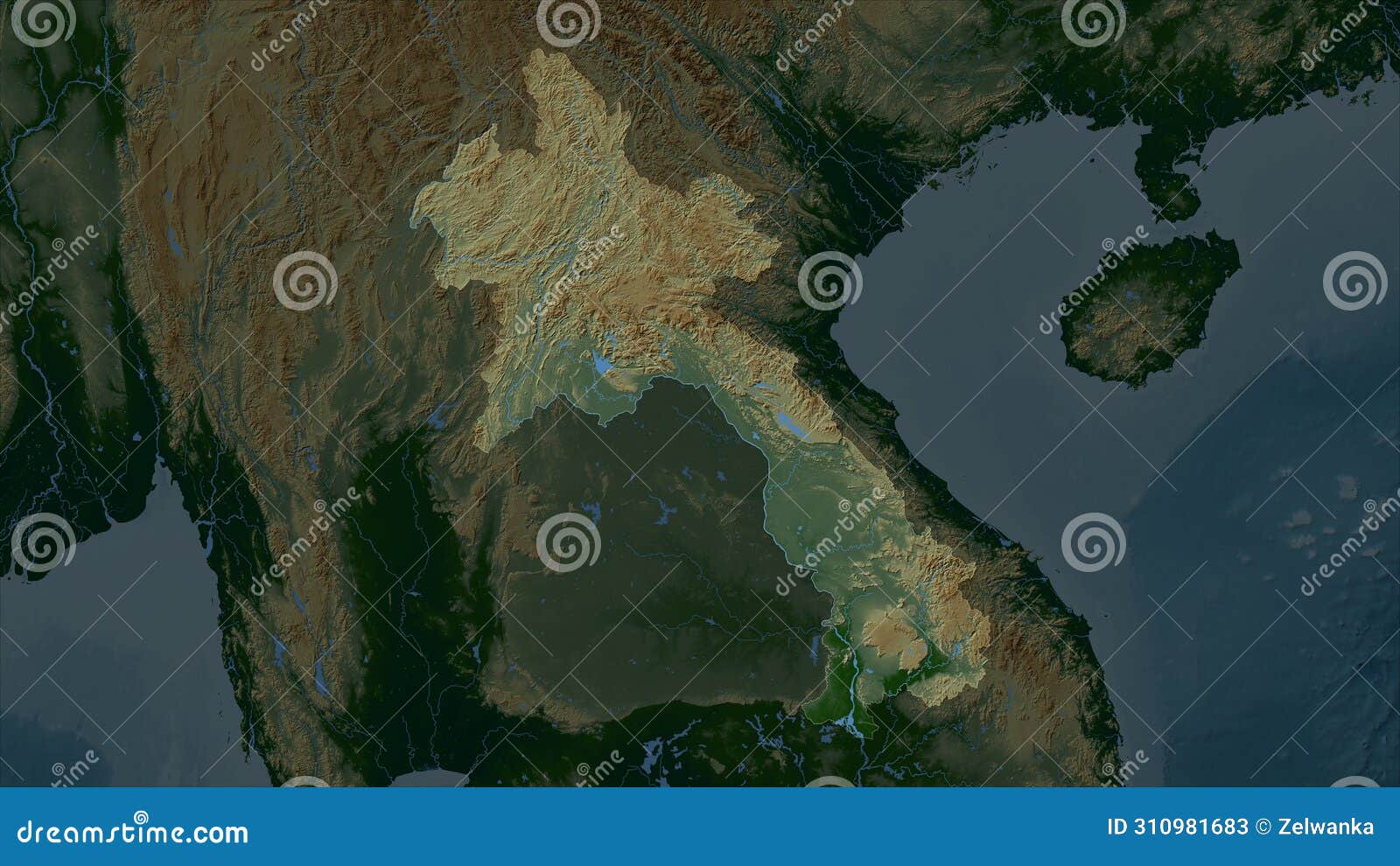 Laos highlighted. Physical stock illustration. Illustration of ...