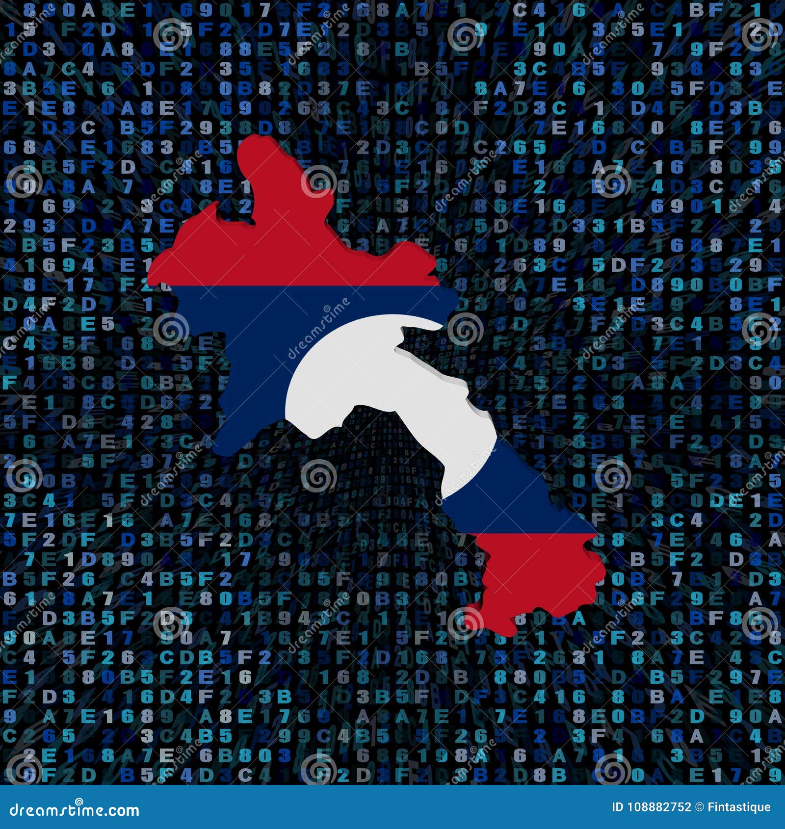 Laos Map Flag on Hex Code Illustration Stock Illustration ...