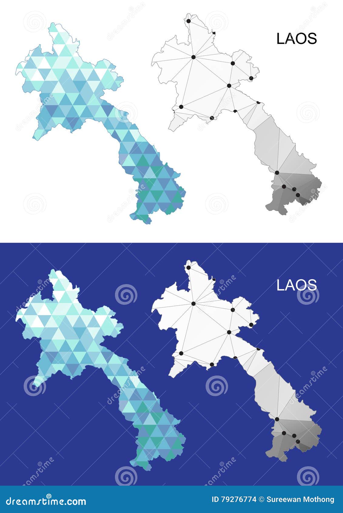 Laos Map in Geometric Polygonal Style. Abstract Gems Triangle. Stock ...