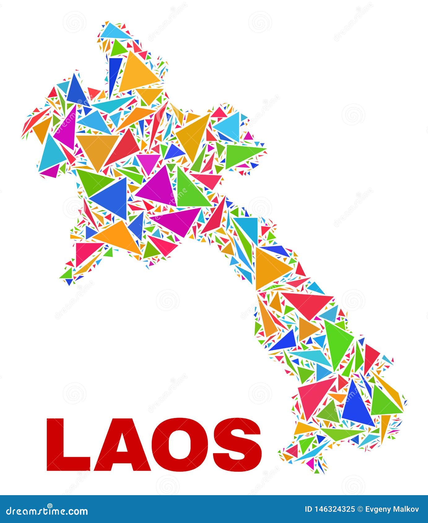Laos Map - Mosaic of Color Triangles Stock Vector - Illustration of ...