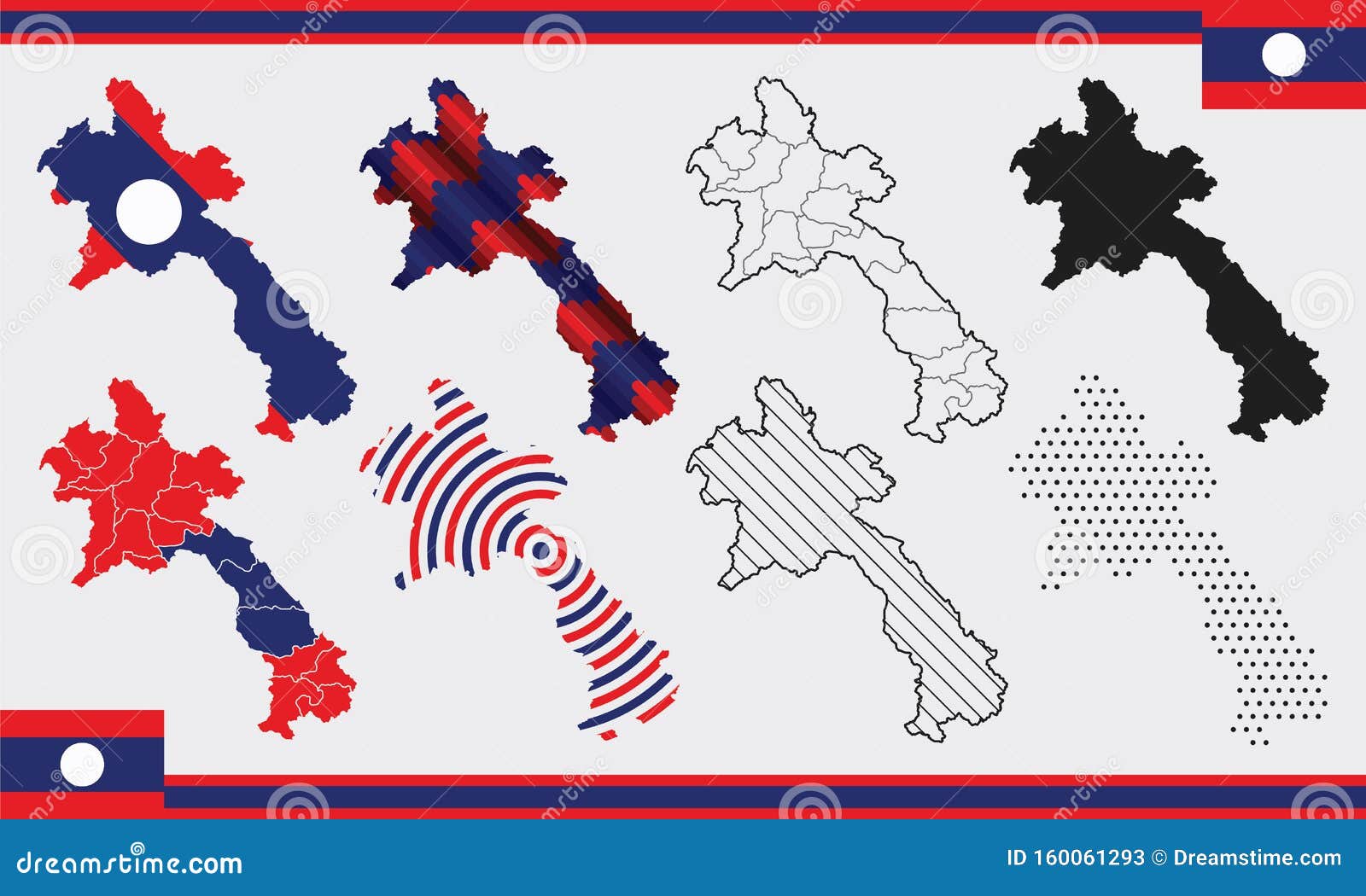 Laos Map Vector Set stock vector. Illustration of texture - 160061293