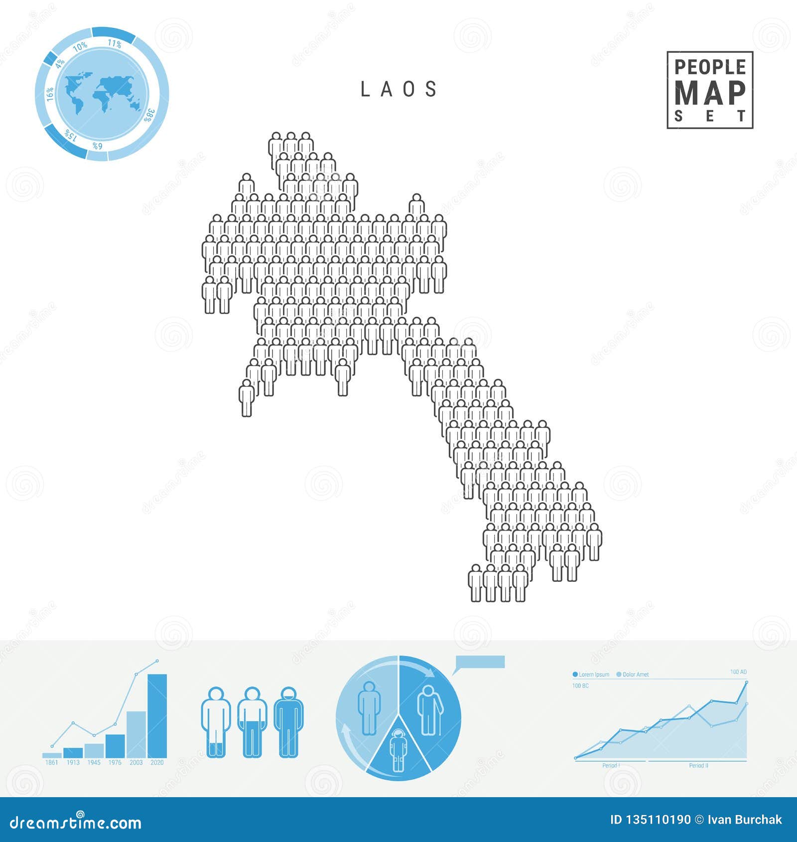 Laos People Icon Map. Stylized Vector Silhouette of Laos. Population ...