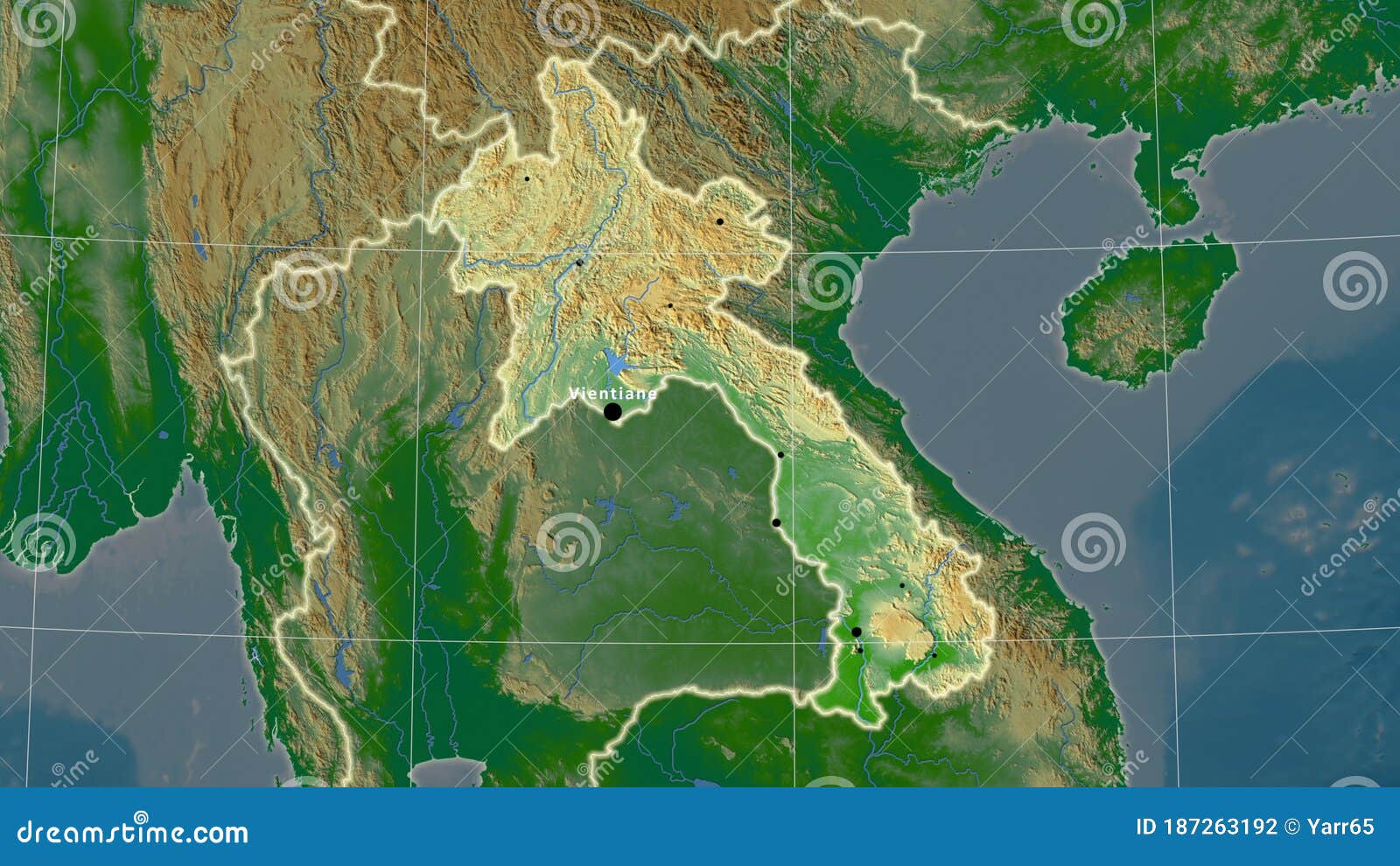 Laos - Physical. Composition, Borders Stock Illustration - Illustration of cartography, area ...