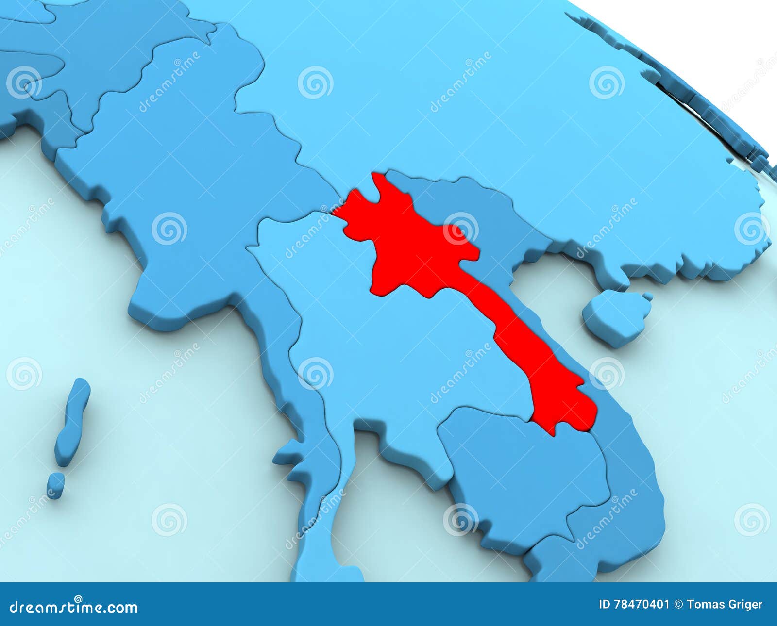 Laos in red on blue globe stock illustration. Illustration of national ...