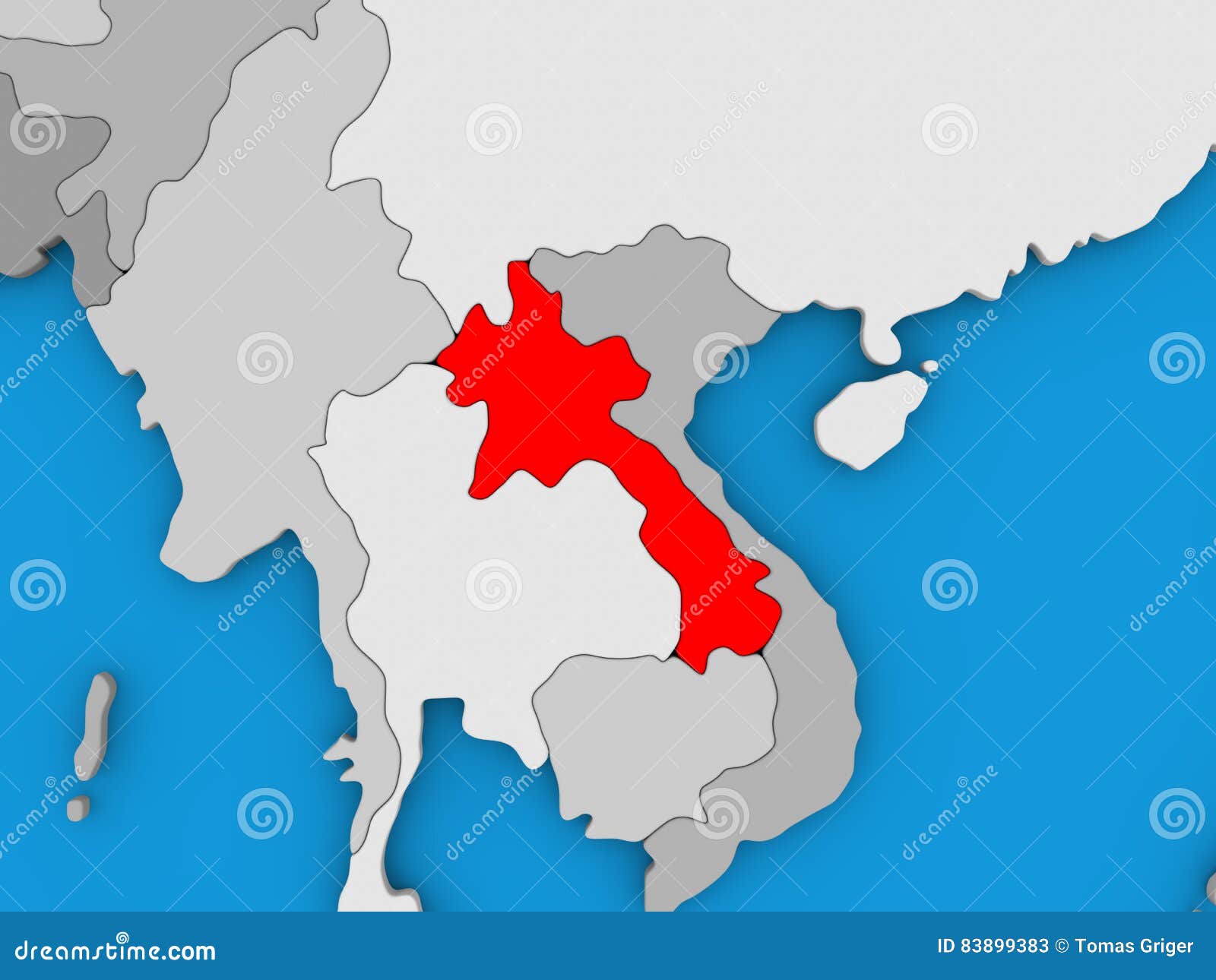 Laos in red on globe stock illustration. Illustration of republic ...