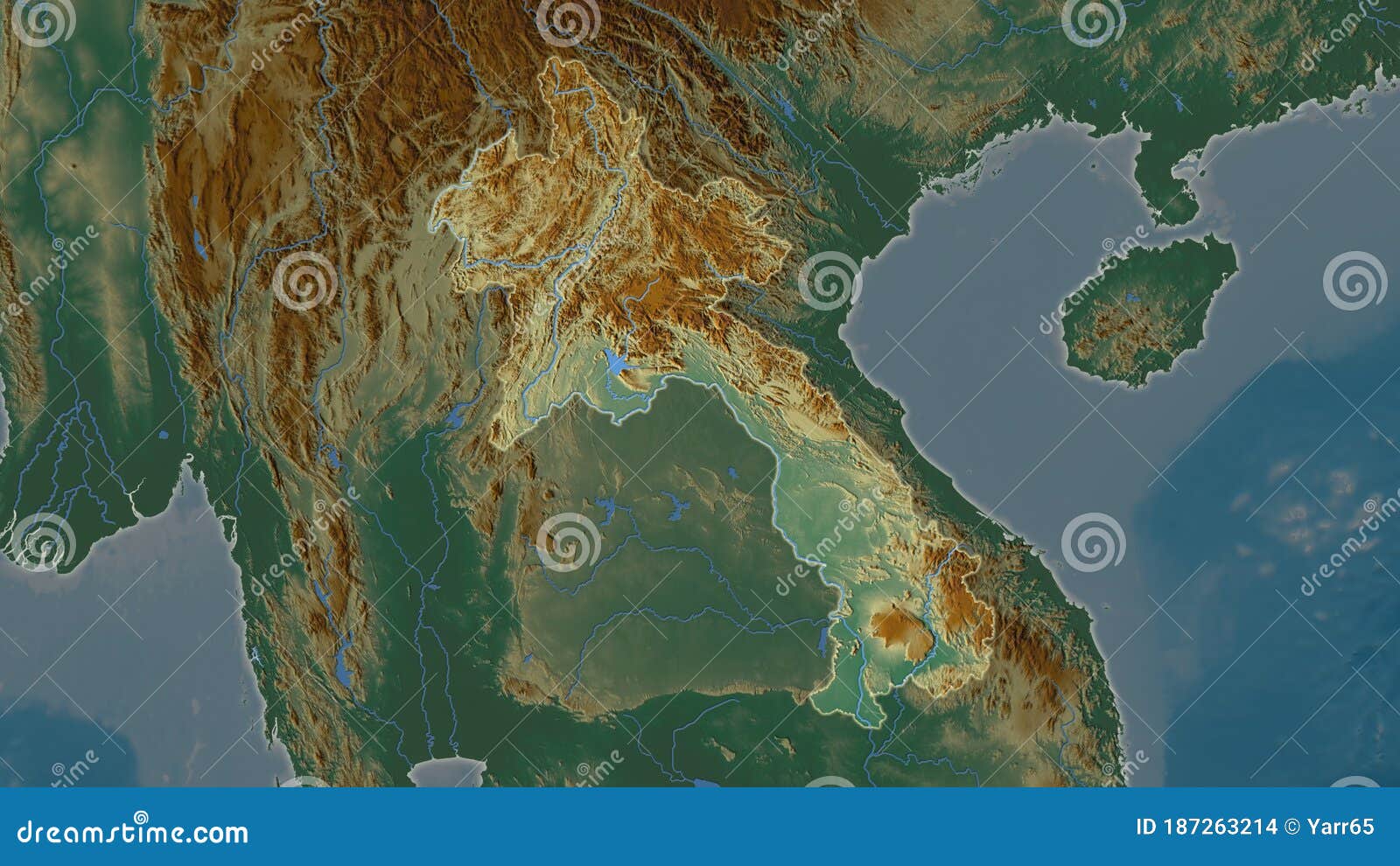 Laos - relief. Composition stock illustration. Illustration of stereographic - 187263214