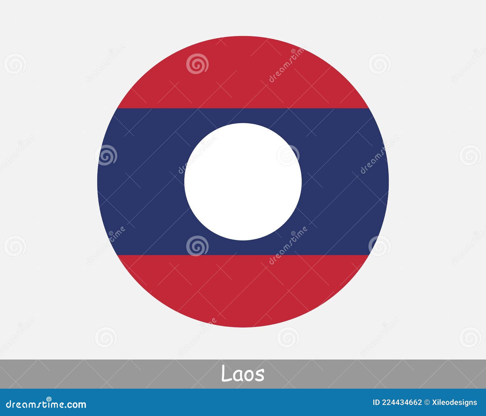 Laos Round Circle Flag. Lao Circular Button Banner Icon Stock Vector - Illustration of flat ...