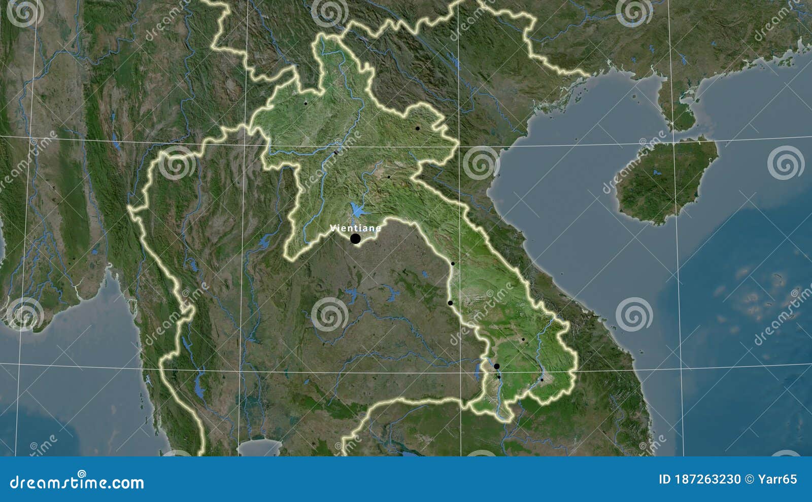 Laos - Satellite. Composition, Borders Stock Illustration ...
