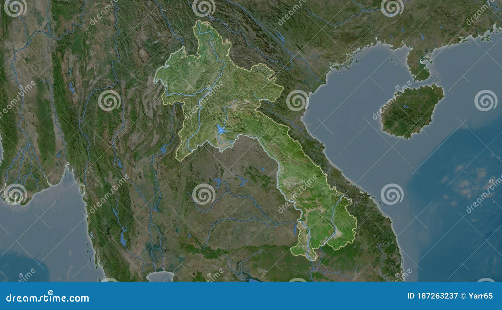 Laos - Satellite. Composition Stock Illustration - Illustration of ...