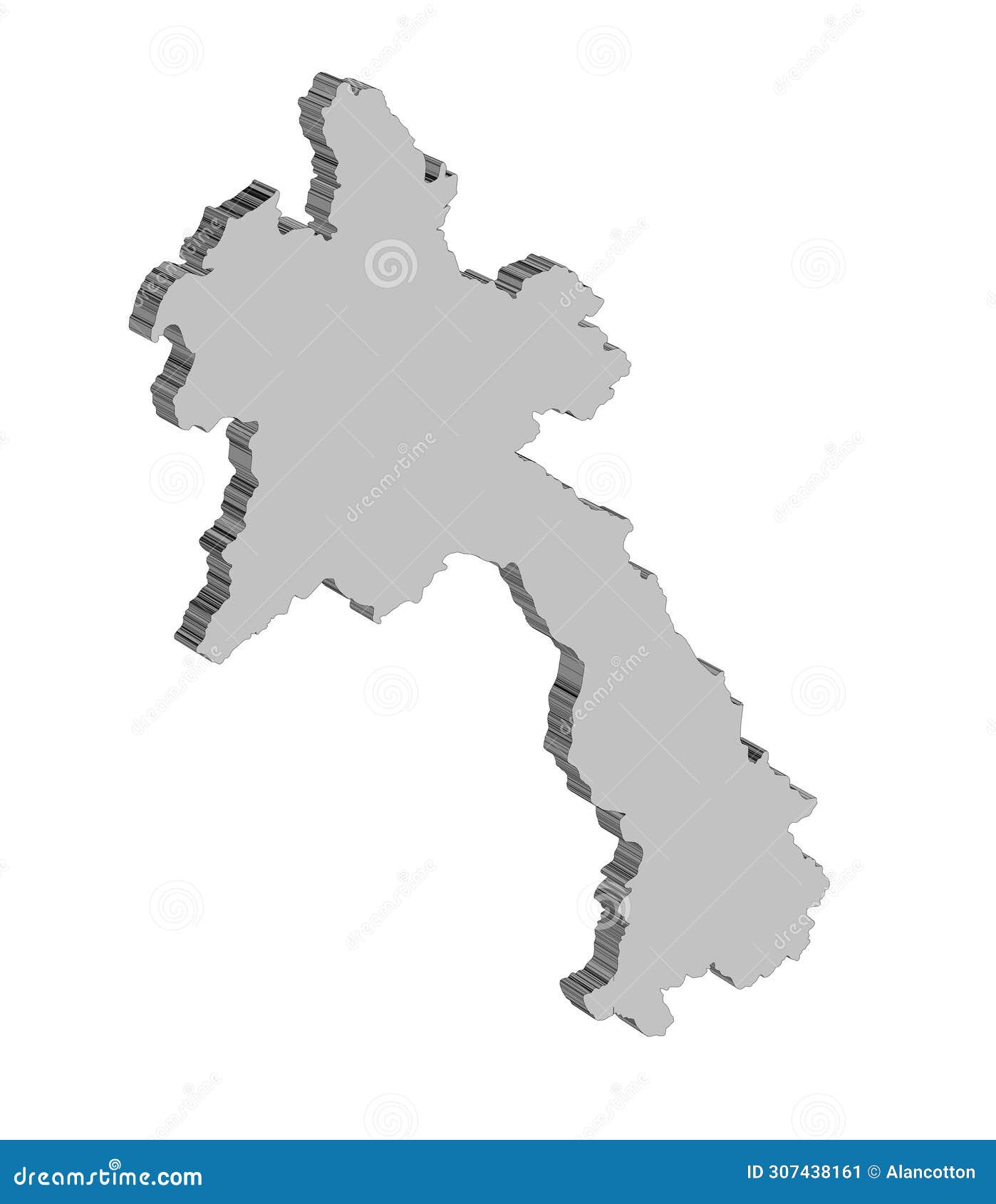 Laos Silhouette 3D Map stock vector. Illustration of graphic - 307438161