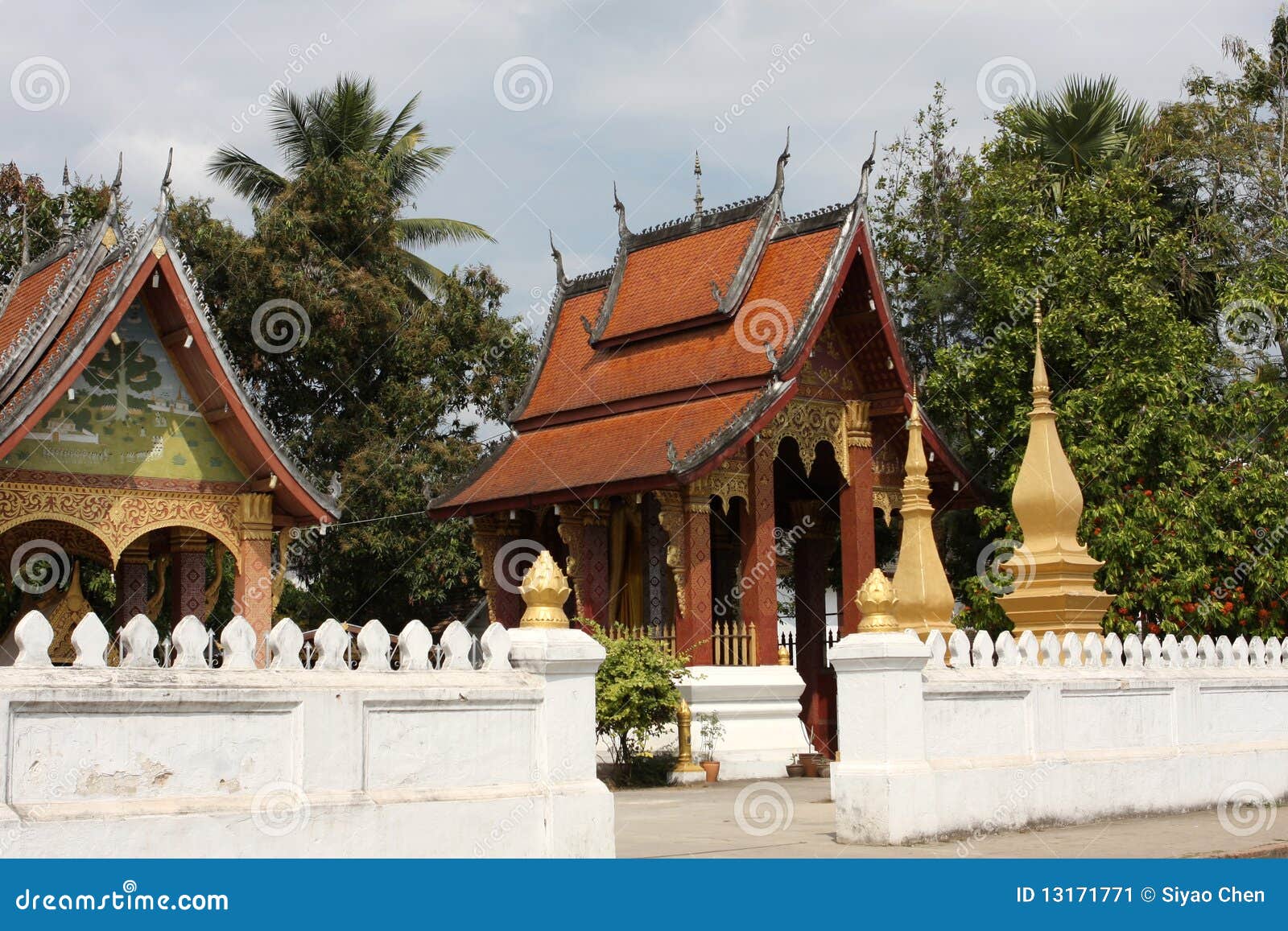 Laos temple stock image. Image of temple, elegant, tree - 13171771