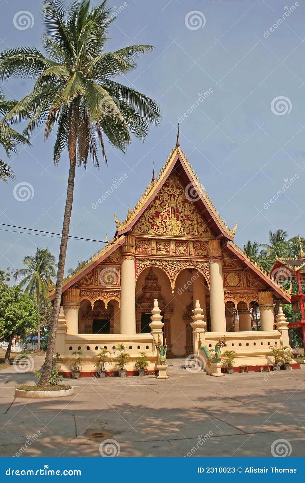 Laos temple stock image. Image of carving, colourful, chedis - 2310023
