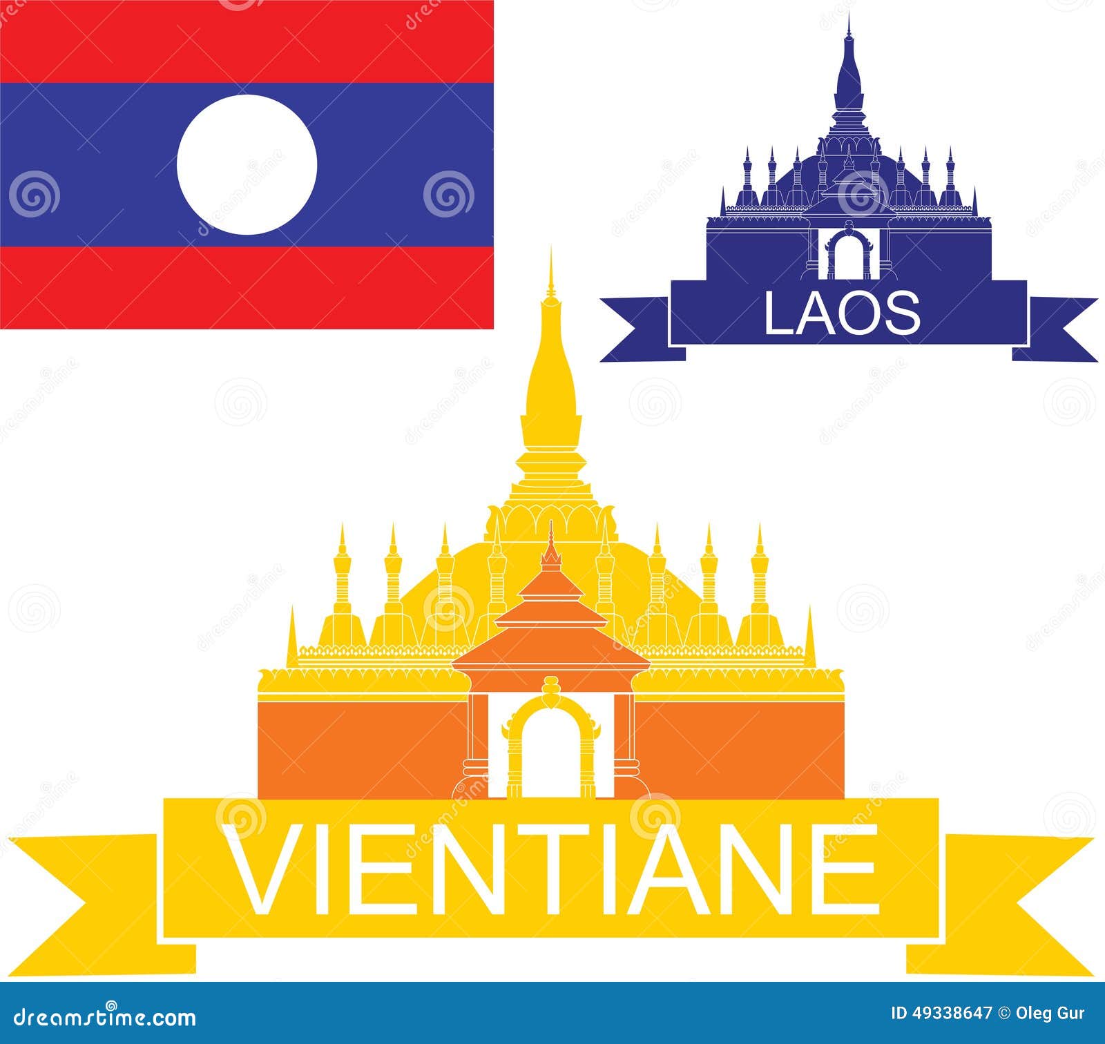Laos stock vector. Illustration of sign, ribbon, traditional - 49338647