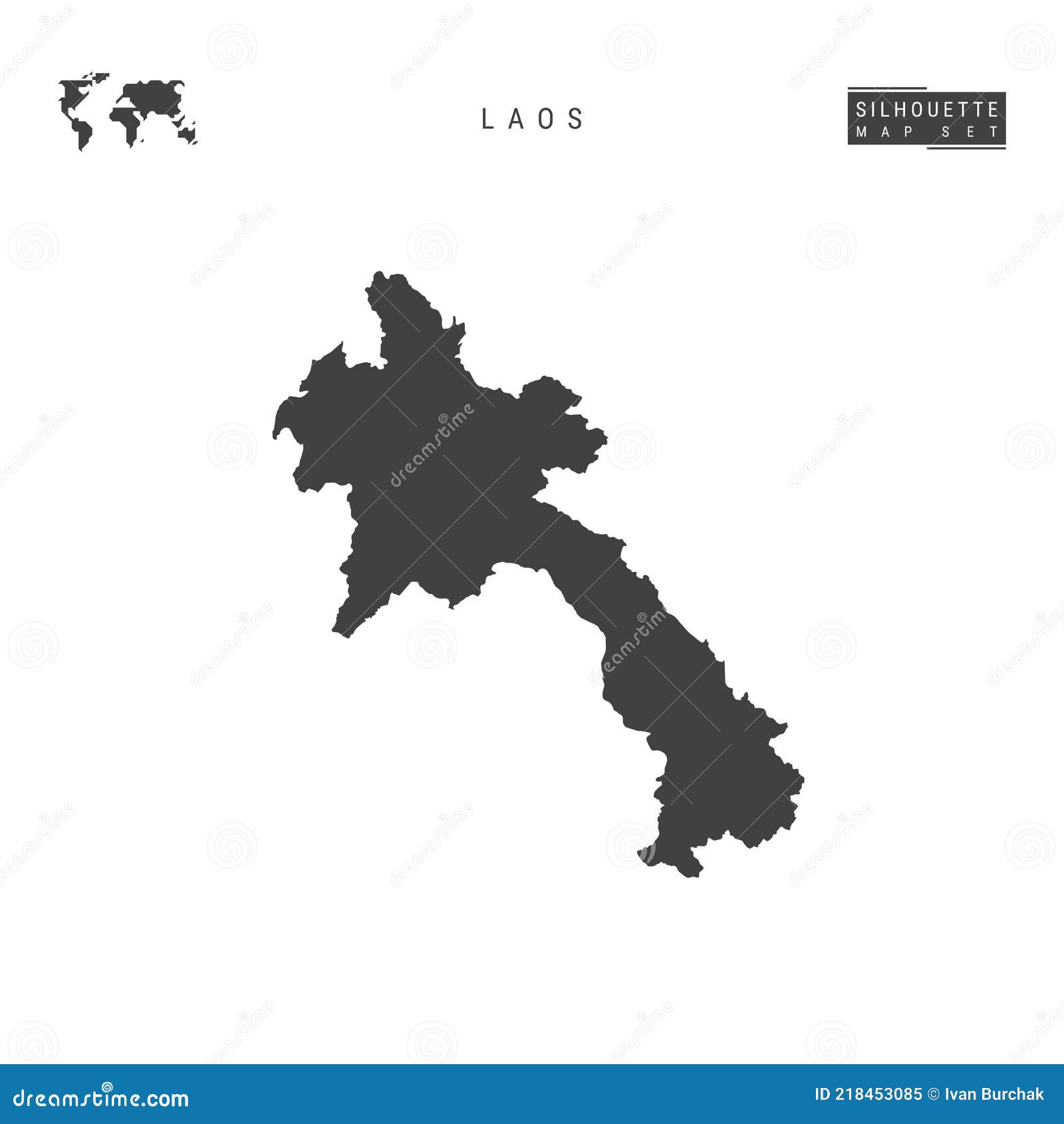 Laos Vector Map Isolated on White Background. High-Detailed Black ...