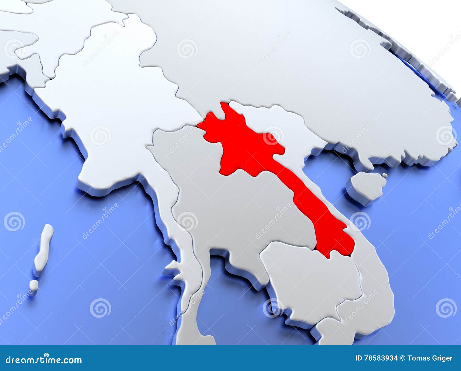 Laos on world map stock illustration. Illustration of country - 78583934