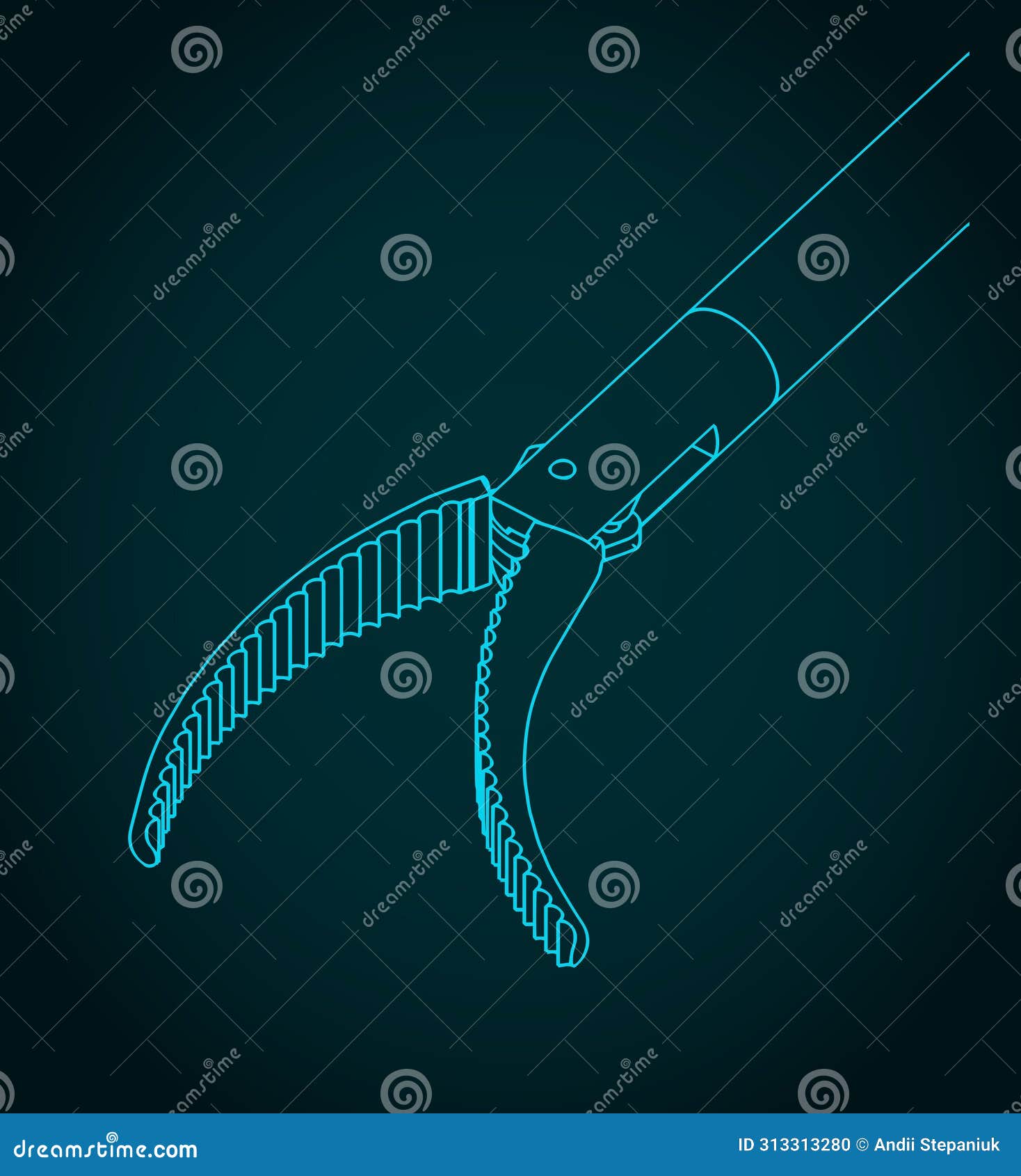 Laparoscopic Forceps With Curved Head Isometric Blueprints Vector ...