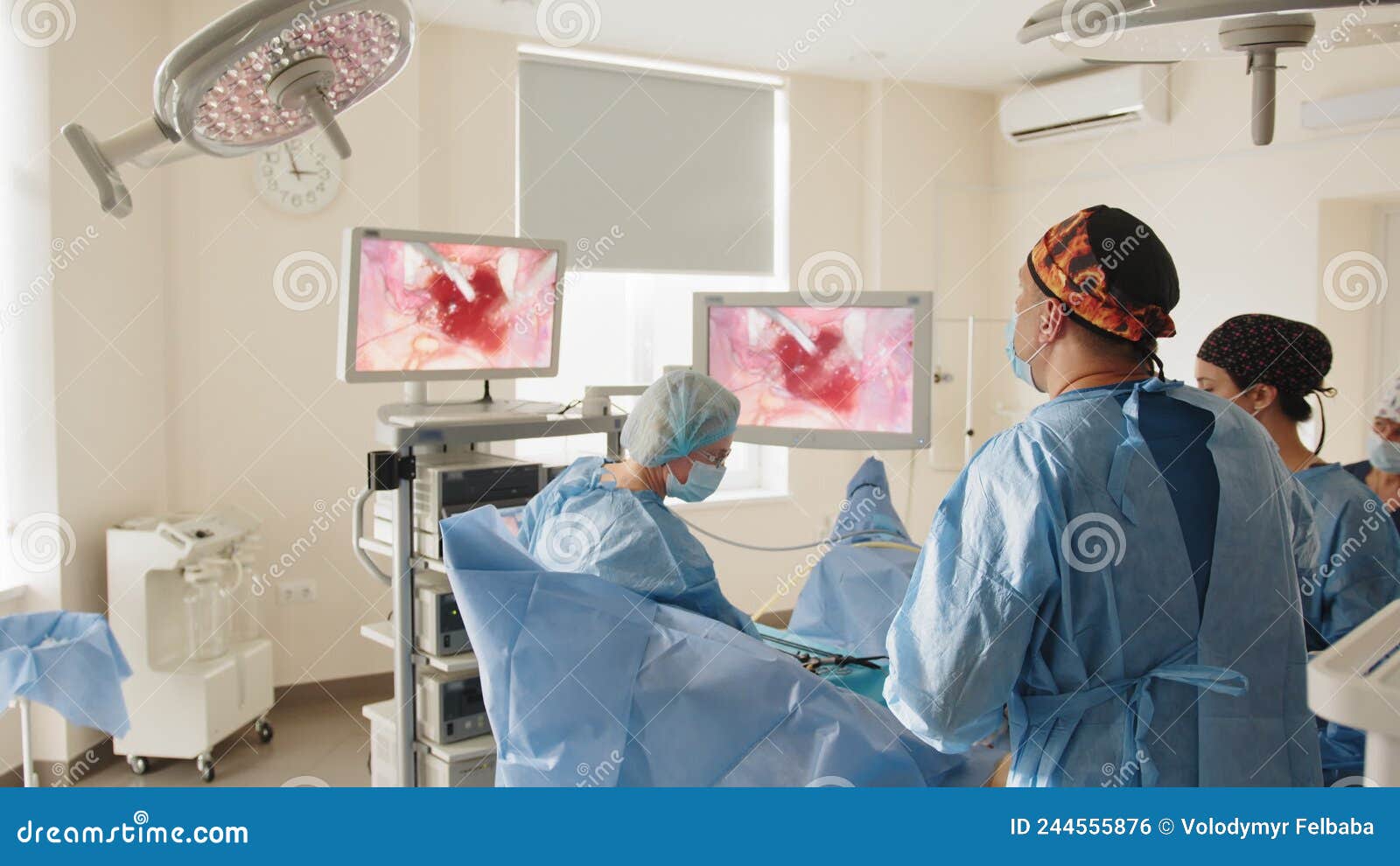 Laparoscopic Surgeon Looking at Monitor during Laparoscopic Surgery ...