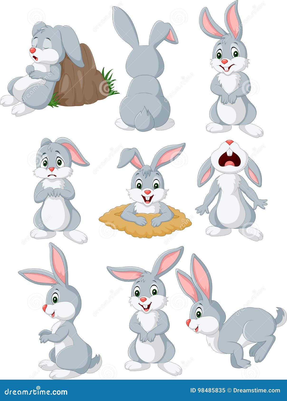 Lapin De Bande Dessinée Avec La Pose Et L'expression Différentes ...