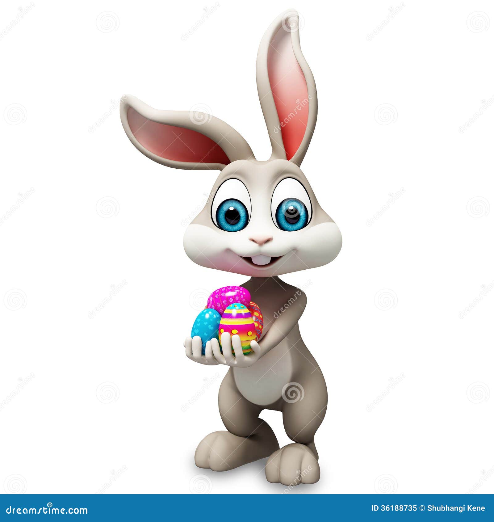 Lapin De Pâques Avec Des Oeufs De Couleurs Illustration Stock - Illustration du oeufs, effronté ...