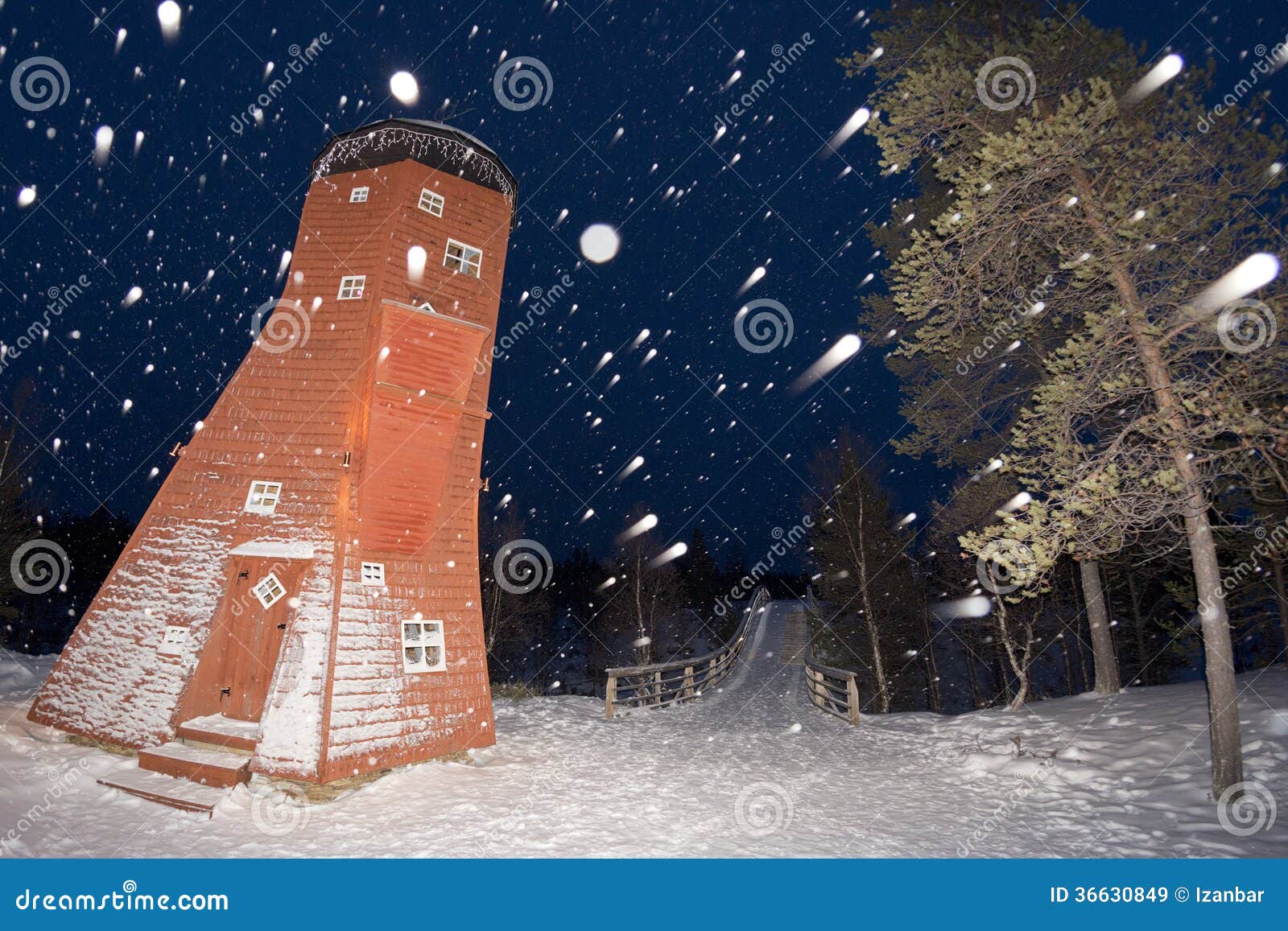 Lapland Elf Tower while Snowing Stock Illustration - Illustration of ...