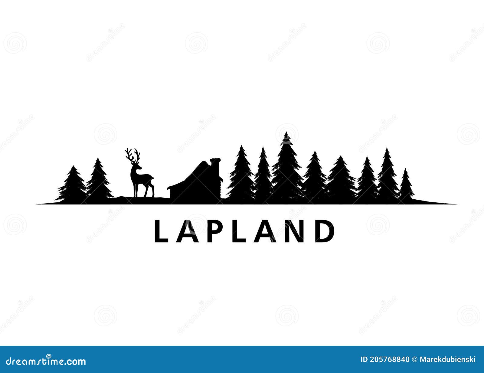 Lapland Landscape Black Vector Graphic Stock Vector - Illustration of ...