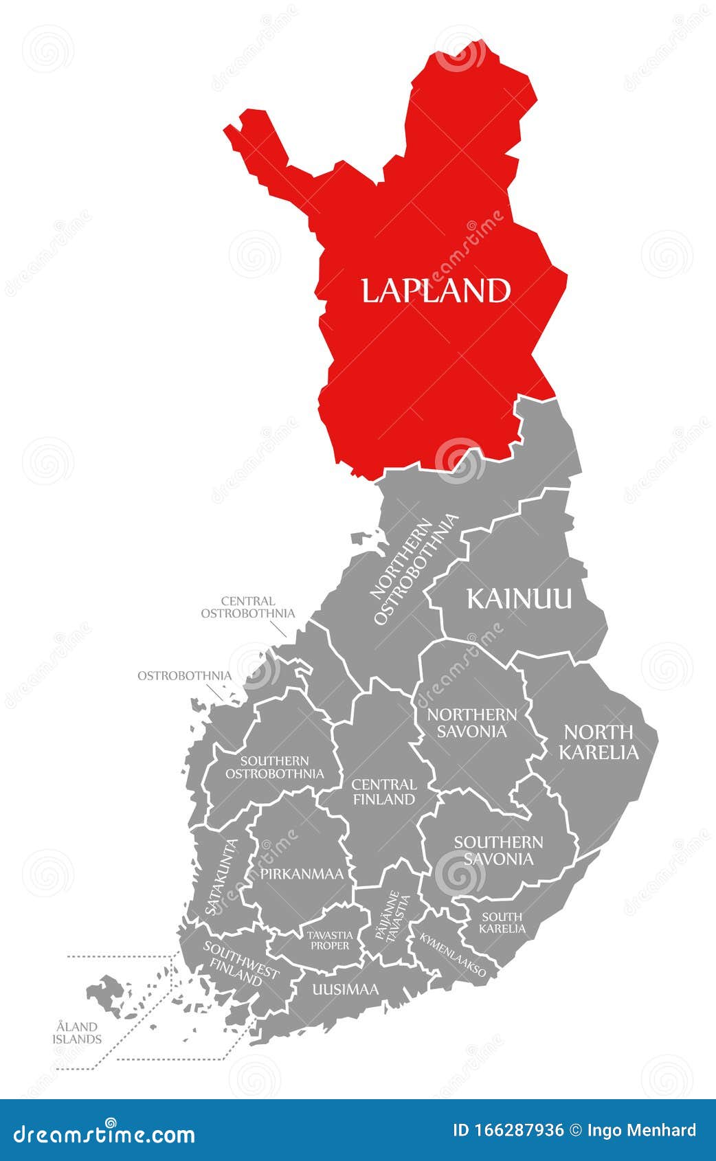 Lapland Red Highlighted in Map of Finland Stock Illustration ...