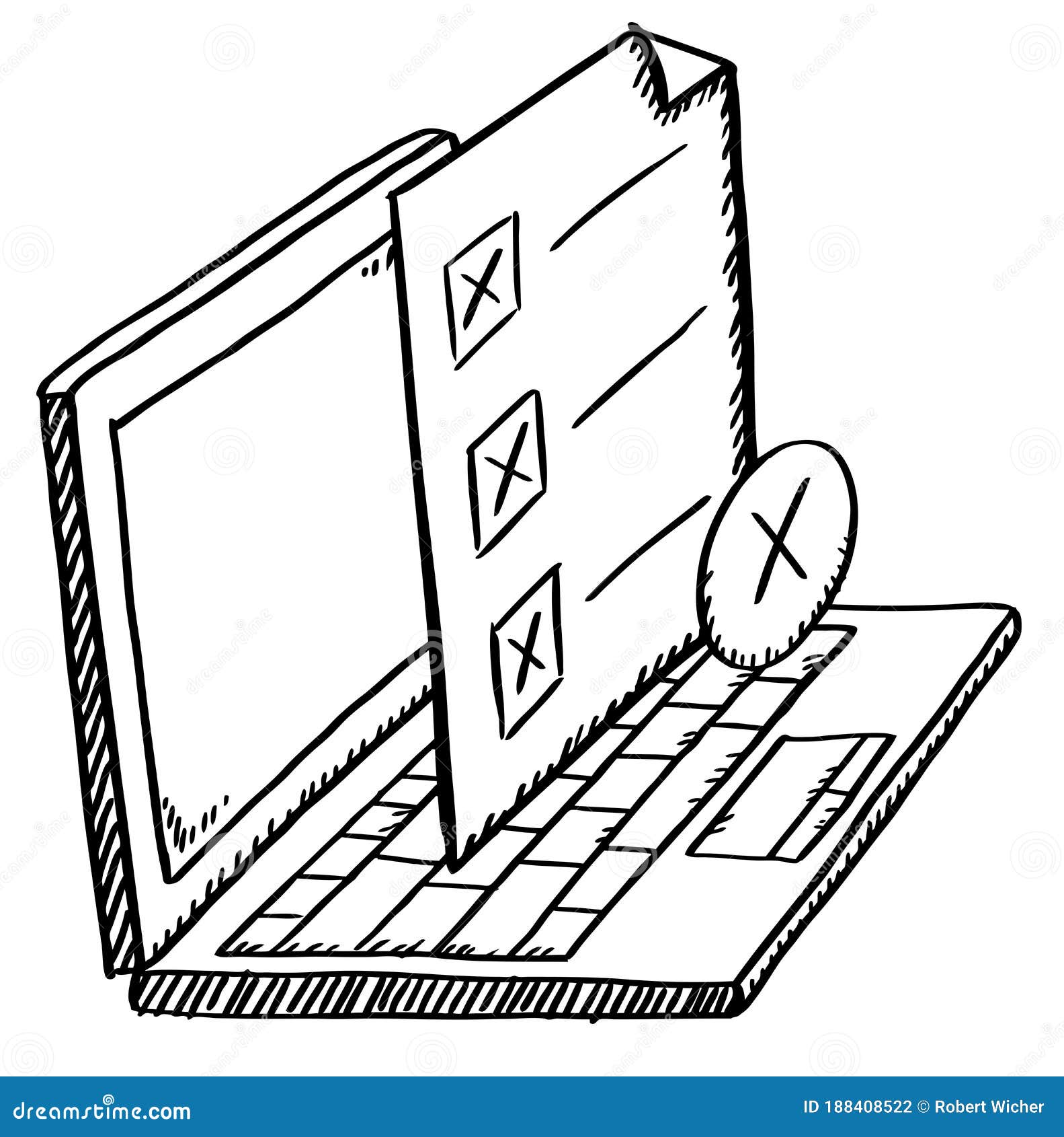 Cartoon Style Doodle of Notebook with Wrong Answers on Test. Stock ...