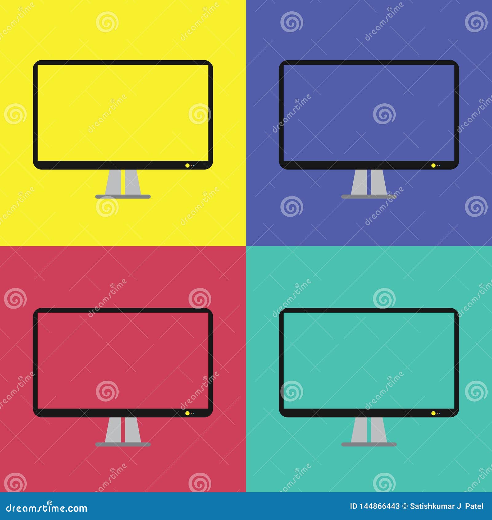 Modern Flat Screen Computer Monitor Flat Style. Computer Display ...