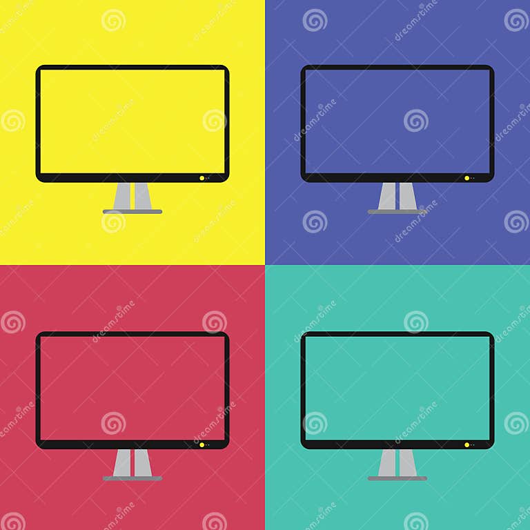 Modern Flat Screen Computer Monitor Flat Style. Computer Display ...