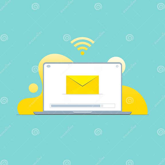 Vector Create Design, Sending Electronic Letter Mail on Laptop with ...