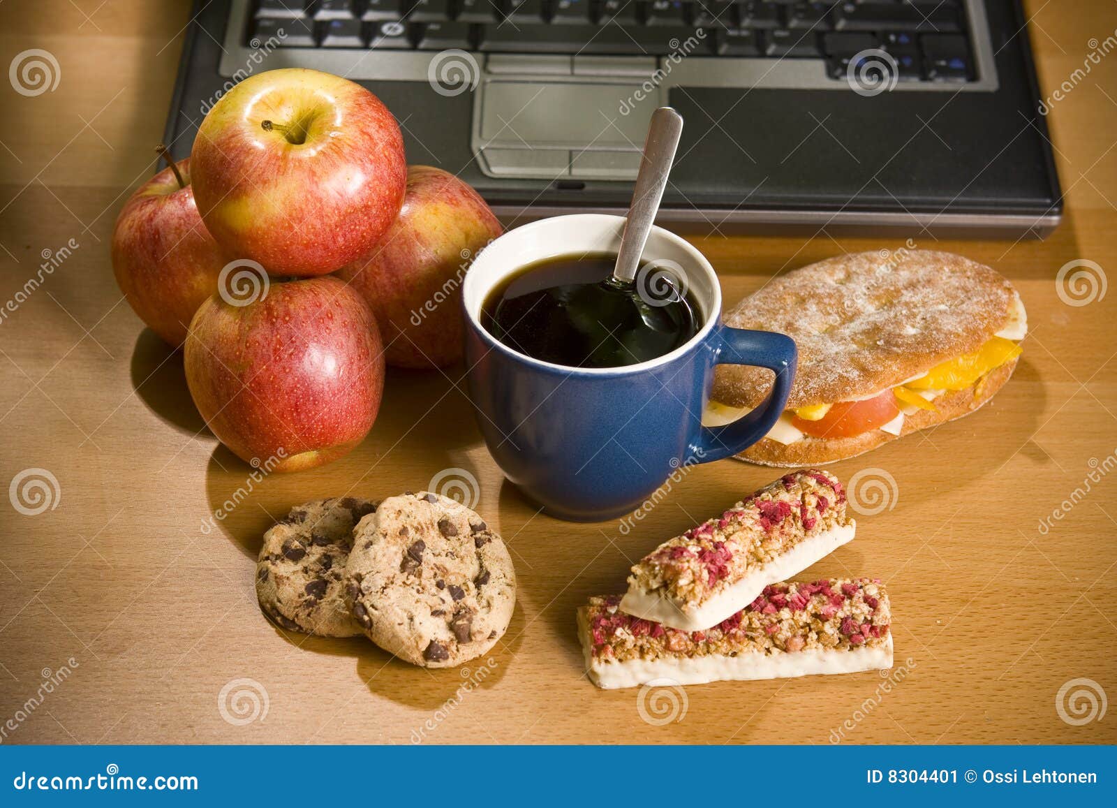 Laptop stock image. Image of food, office, work, diet - 8304401