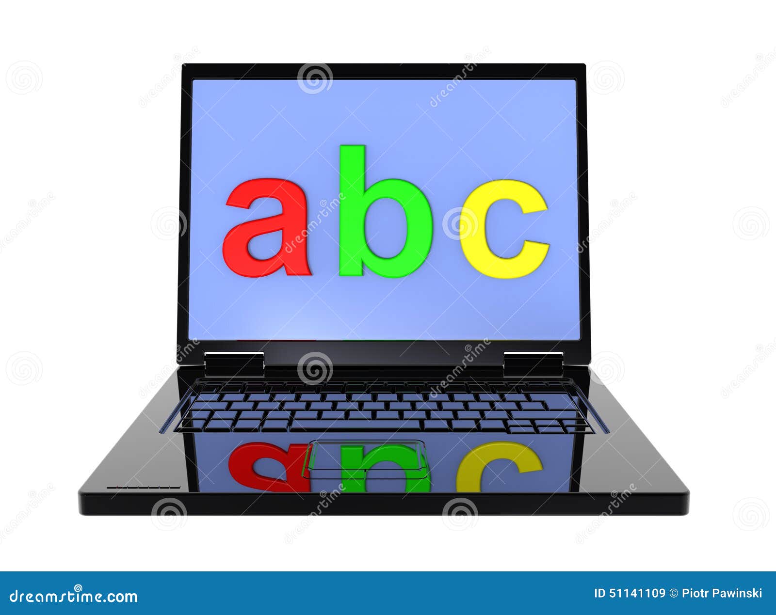 Laptop with ABC Letters on the Screen Stock Illustration - Illustration ...