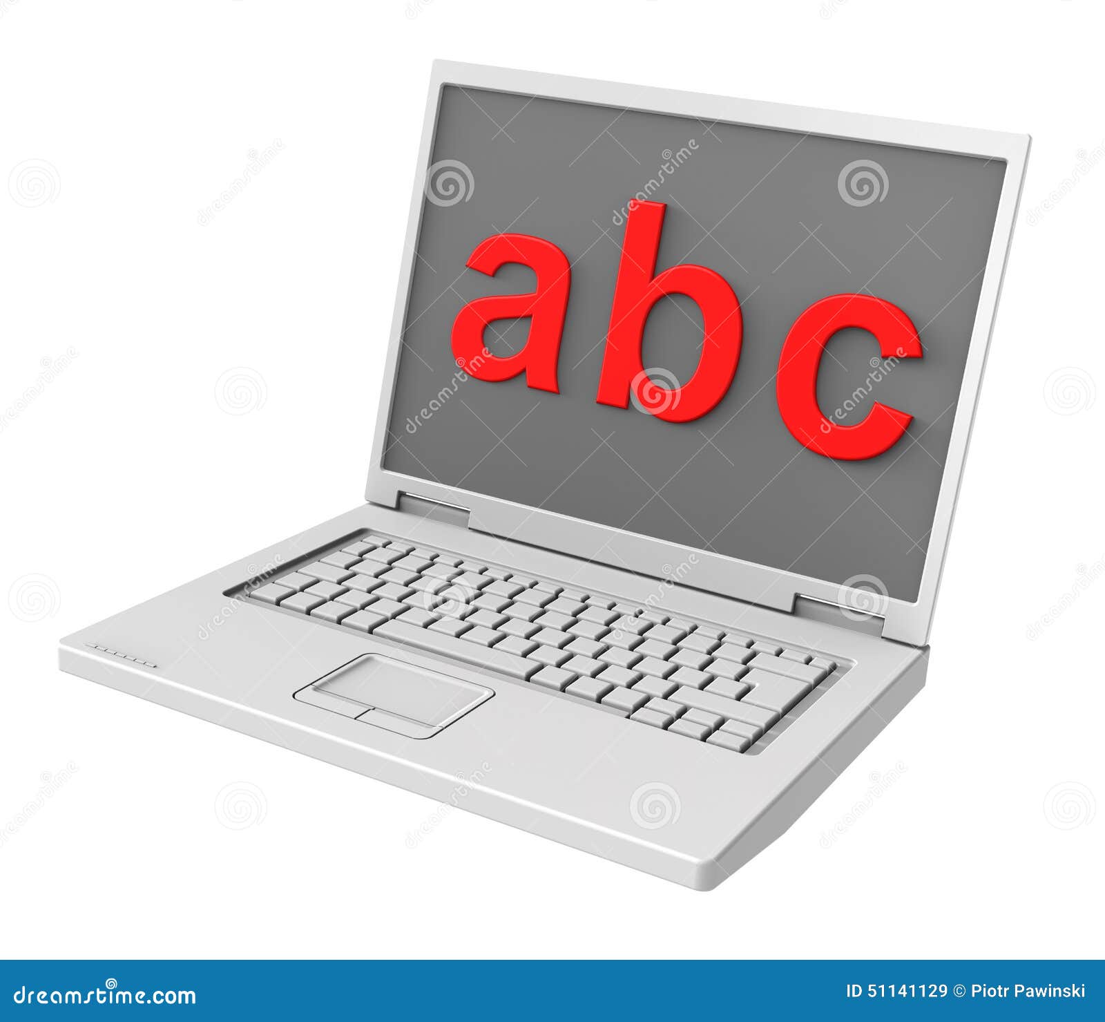Laptop with ABC Letters on the Screen Stock Illustration - Illustration ...