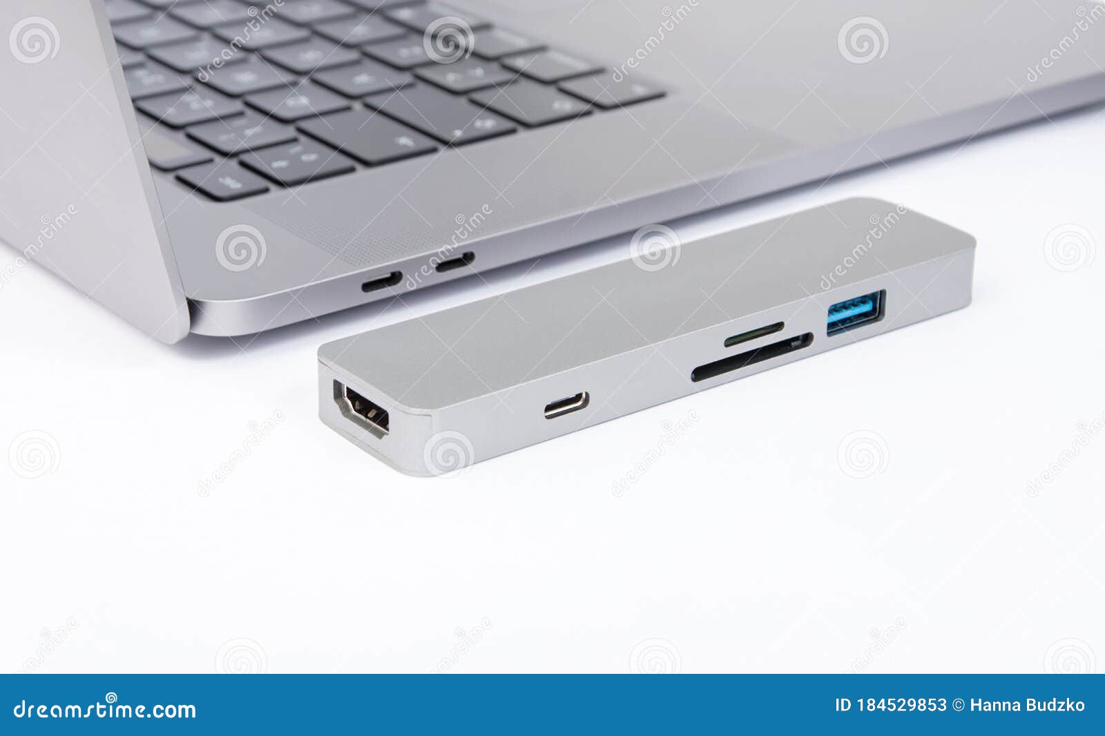 Laptop Adapter, Universal, with USB, HUB, SD Ports Stock Image - Image ...
