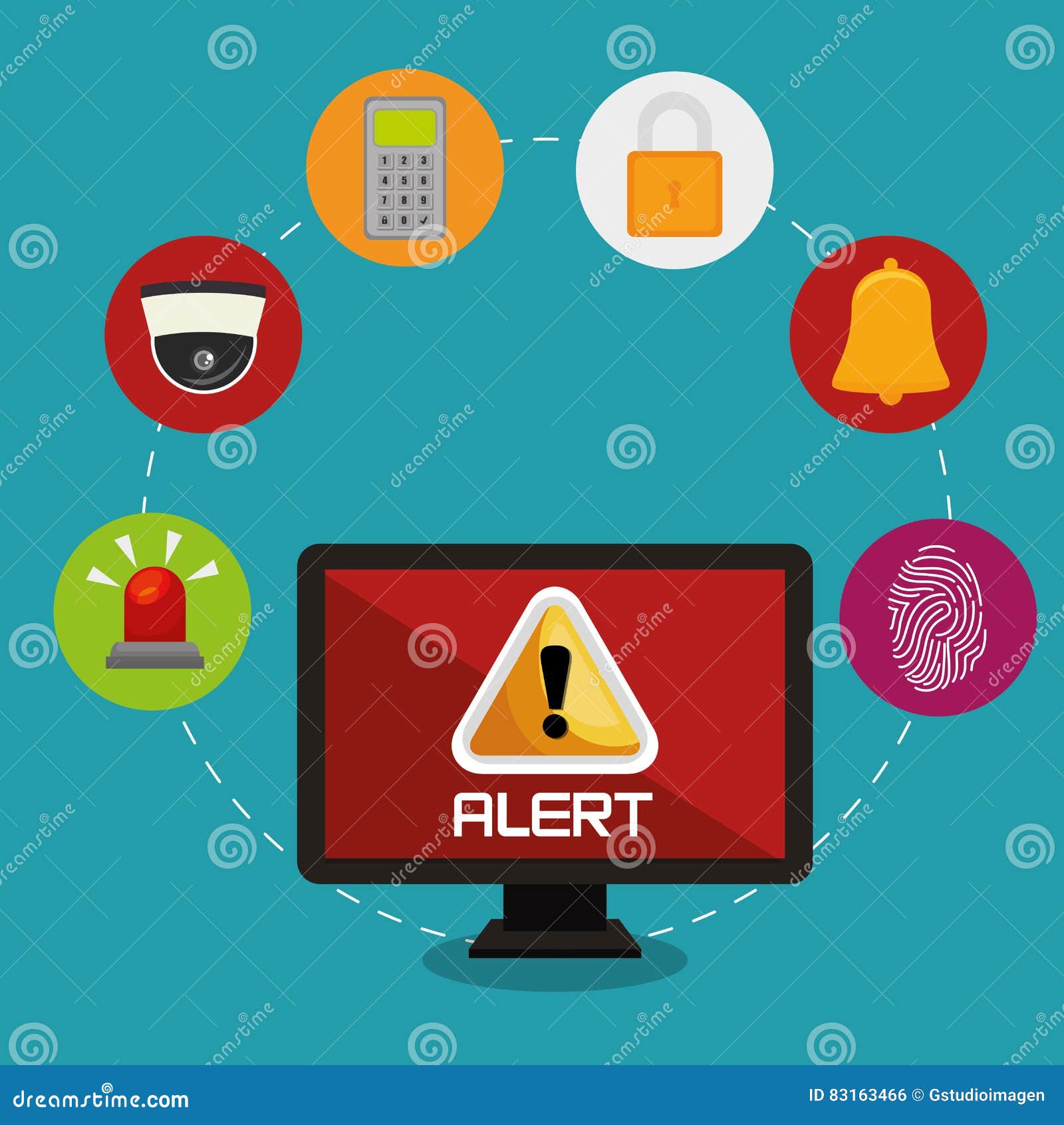 Laptop Alert Bug Lock Password Bell Stock Illustration - Illustration ...