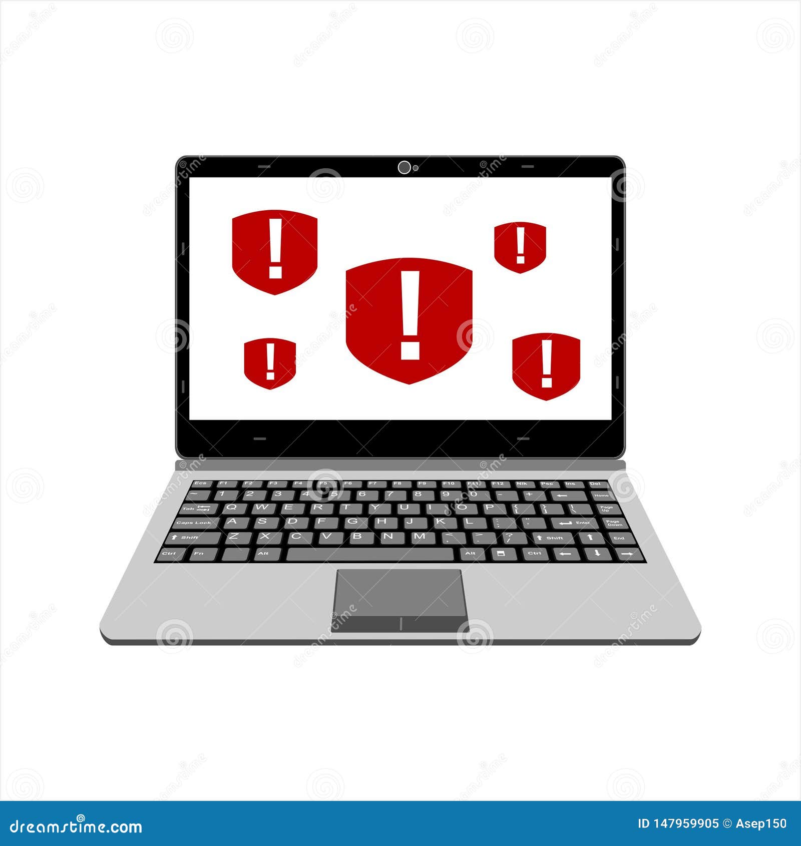 Realistic Laptop Vector Illustration Display Alert Warning for Computer ...