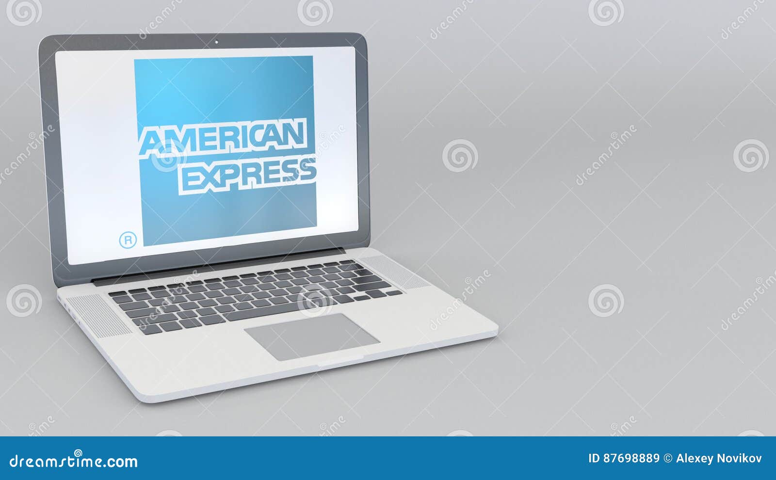 Laptop with American Express Logo. Computer Technology Conceptual ...