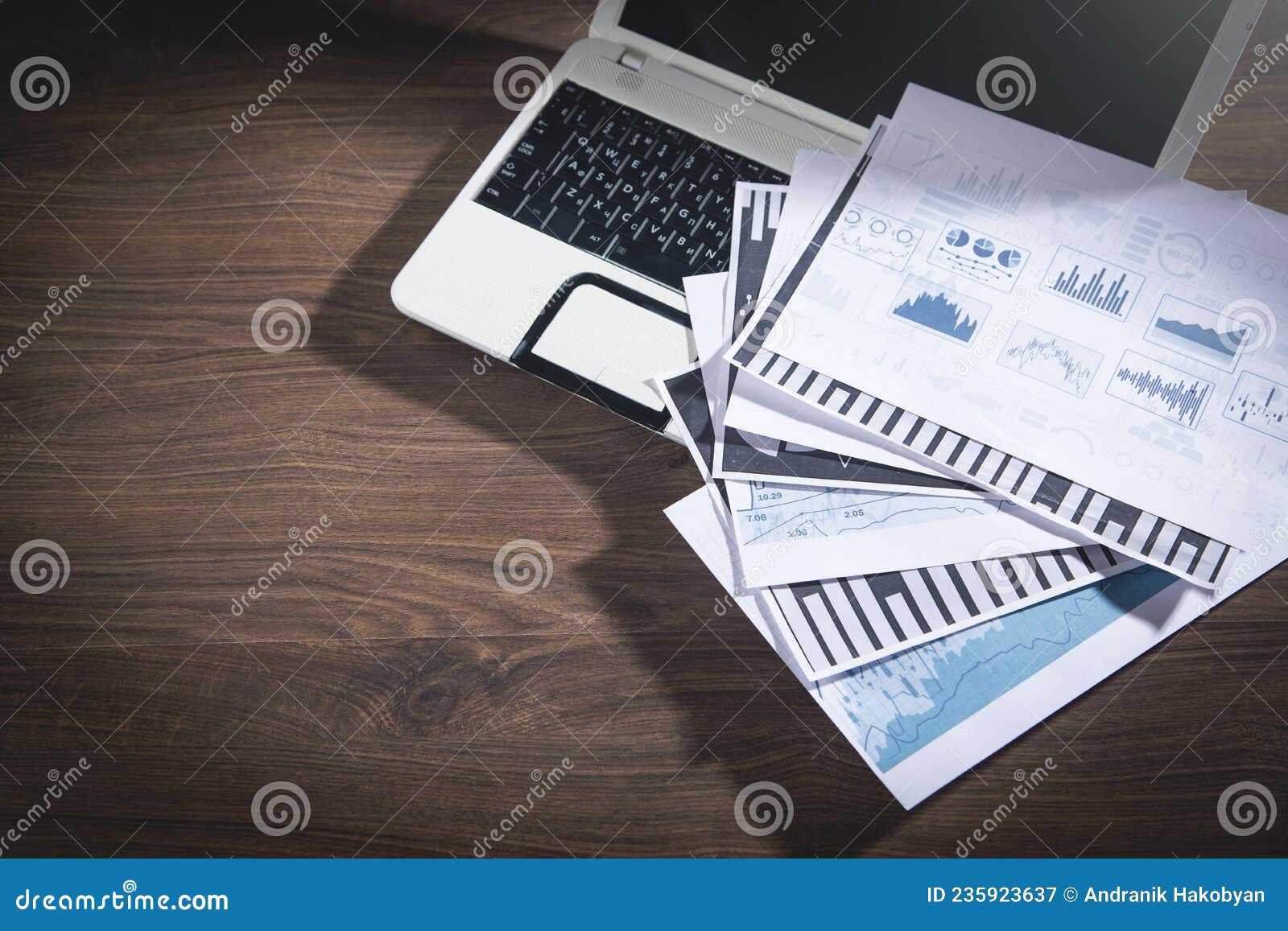 Laptop with Analysis Graphs and Charts Stock Image - Image of internet ...
