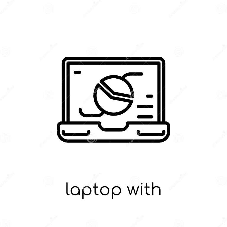 Laptop with Analysis Icon. Trendy Modern Flat Linear Vector Lapt Stock ...