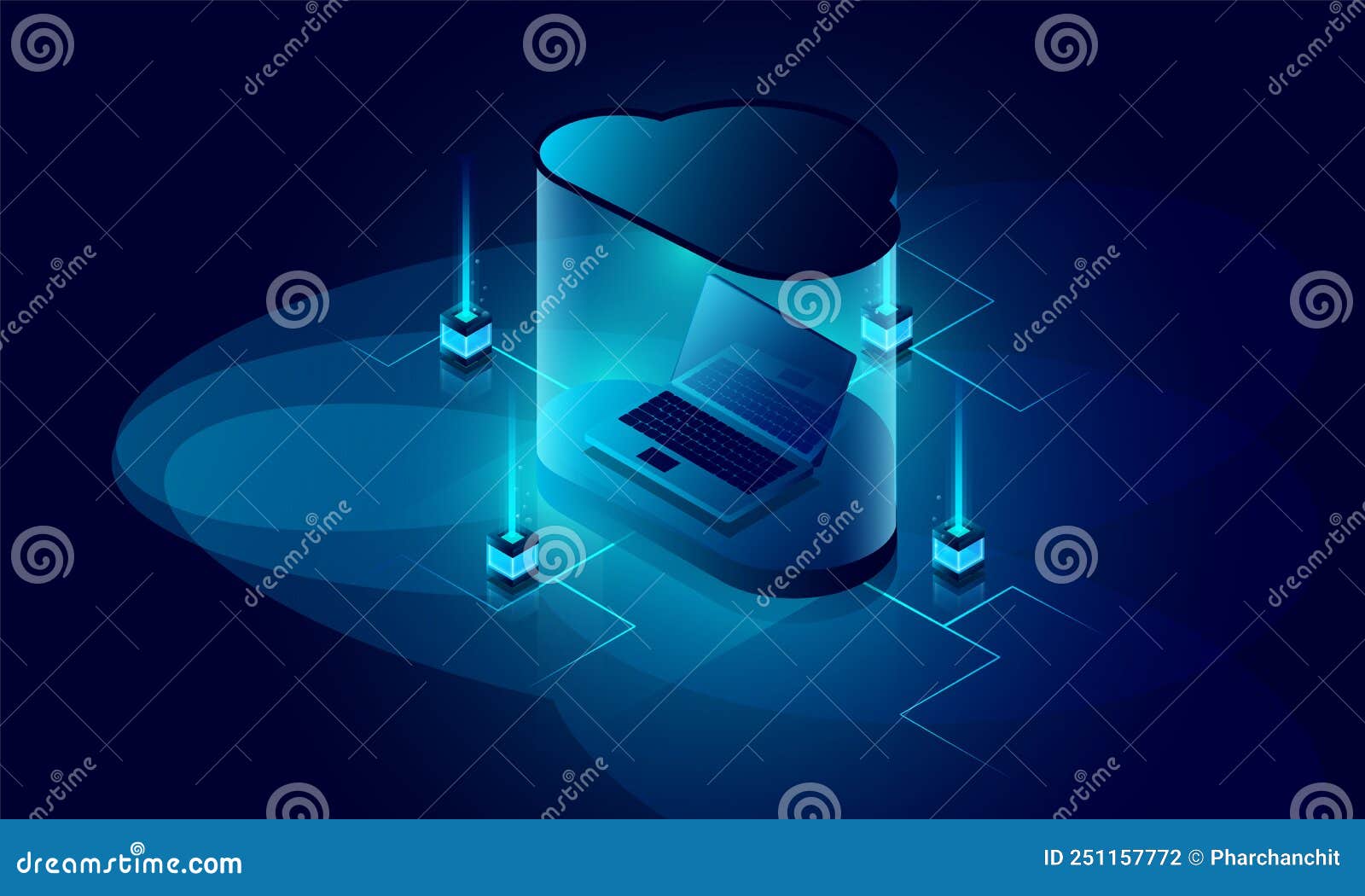 Laptop Analysis Processing Cloud Services Concept File Backup And Saving Copy Of File