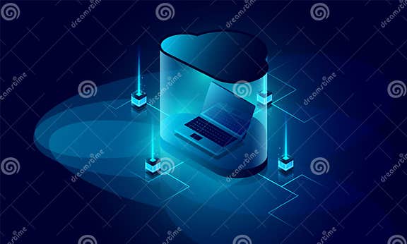 Laptop Analysis Processing Cloud Services Concept File Backup And Saving Copy Of File
