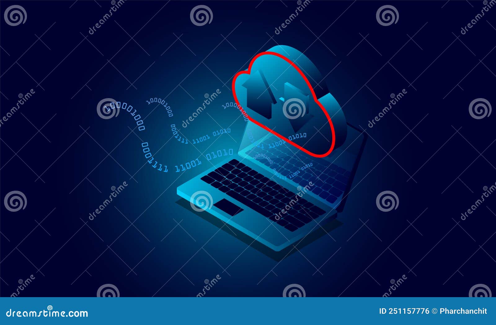Laptop Analysis Processing Cloud Services Concept File Backup And Saving Copy Of File