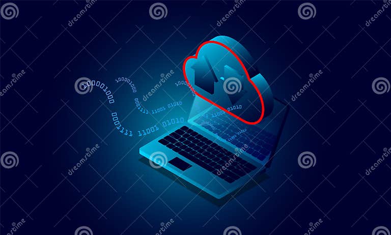 Laptop Analysis Processing Cloud Services Concept File Backup And Saving Copy Of File