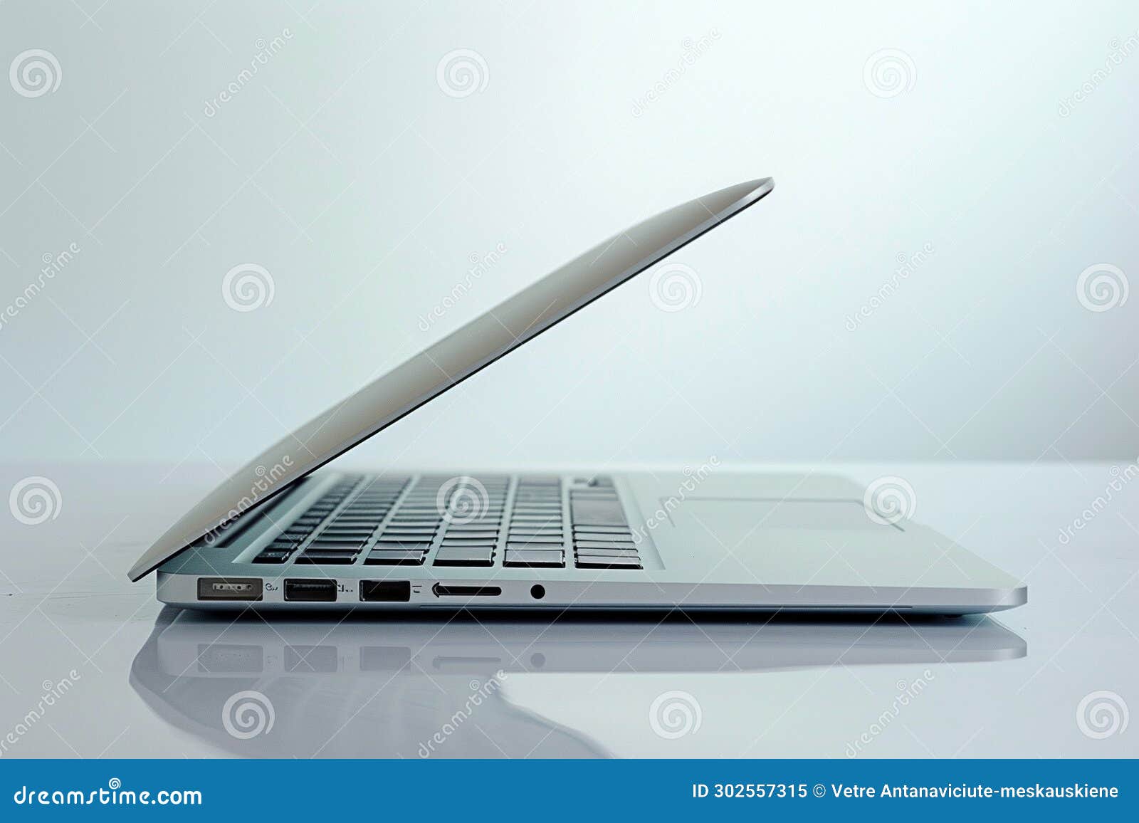 Laptop in Angled Position with Black Screen on White Background Stock ...