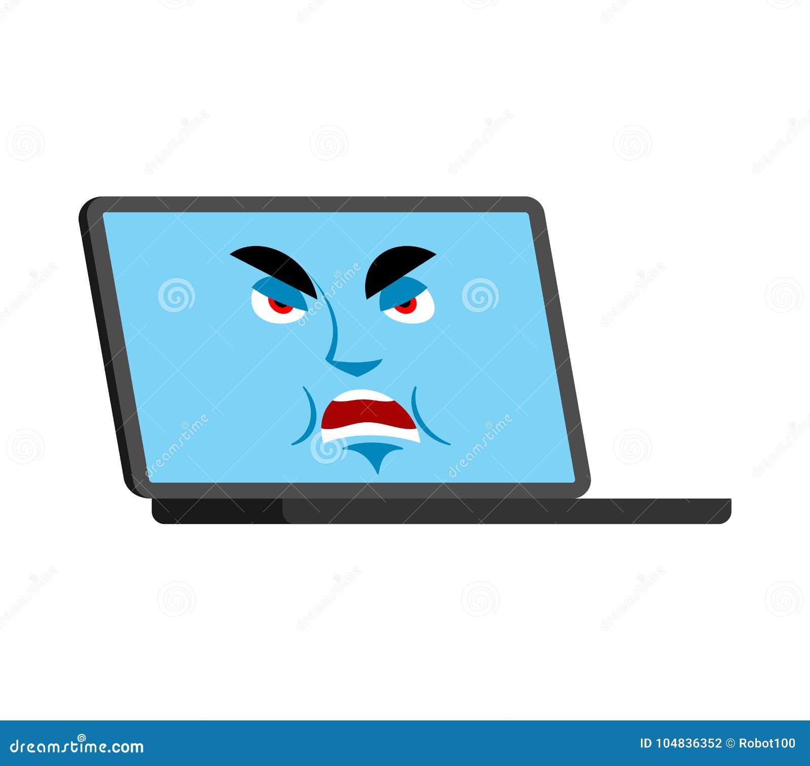 Laptop Angry Emoji Face Avatar. Computer Evil Emotions. PC Aggressive ...